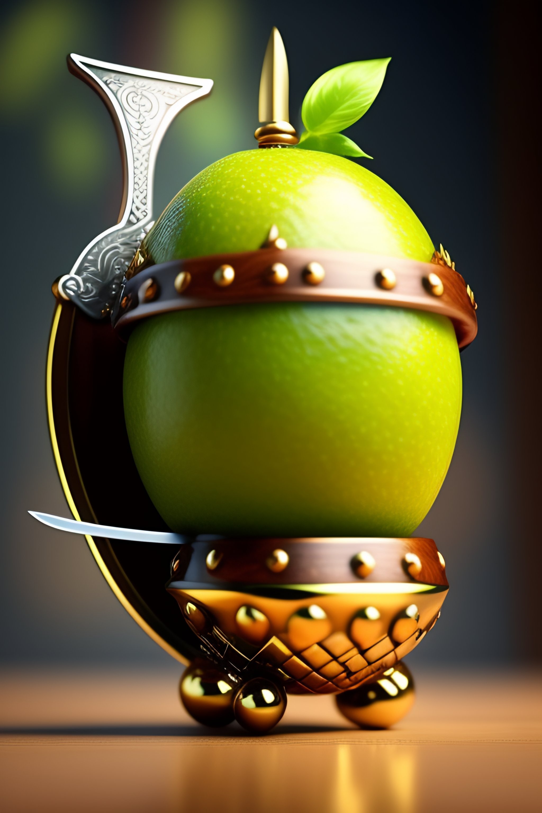 Lexica - Avocado the warrior with a sword and a shield