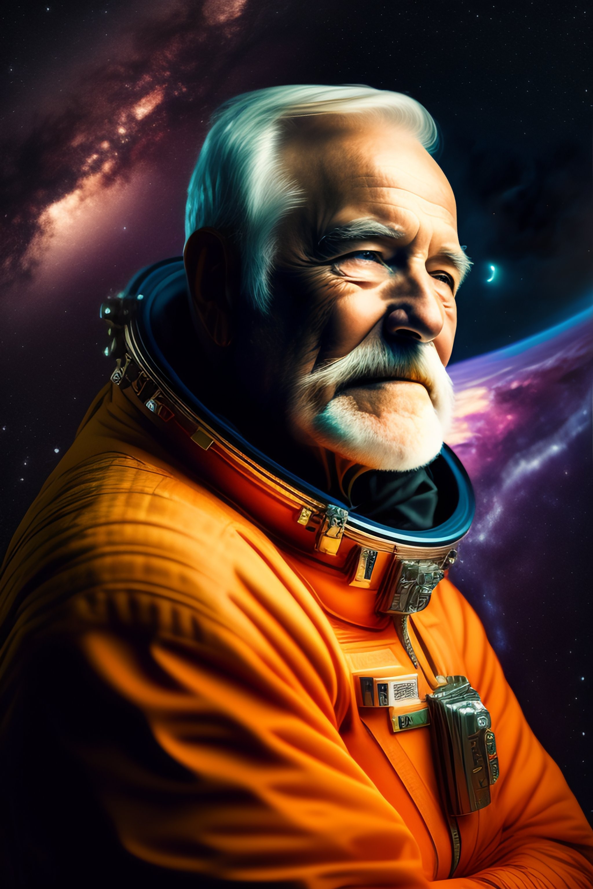 Lexica - Portrait of an old men in space