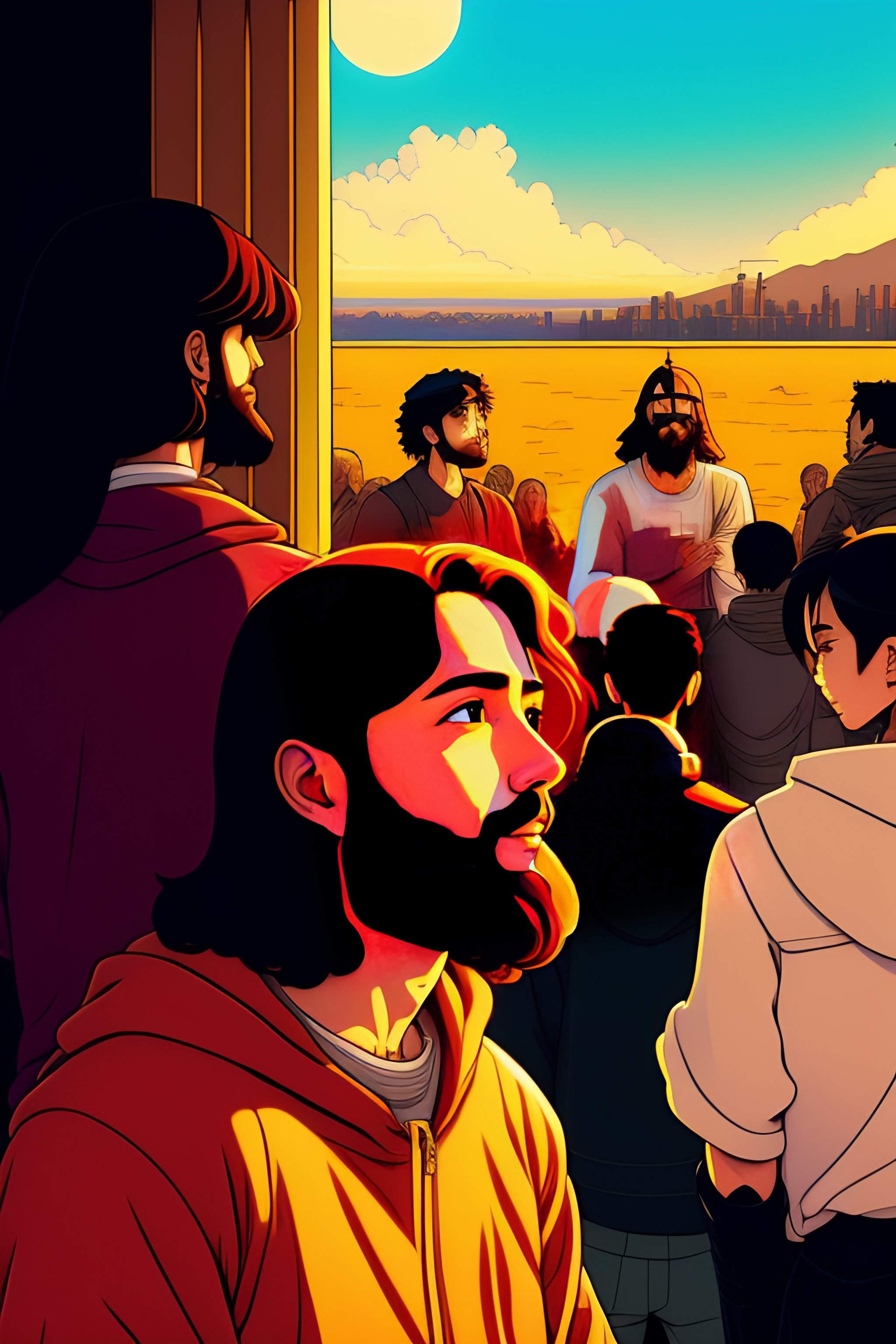 Lexica - Jesus is preaching, style of Laurie Greasley, studio ghibli ...