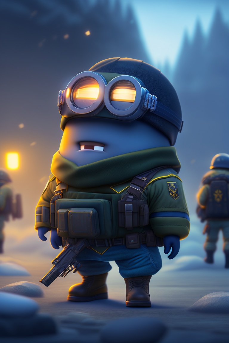 Lexica - A minion at the frontlines in the army at night with his ...