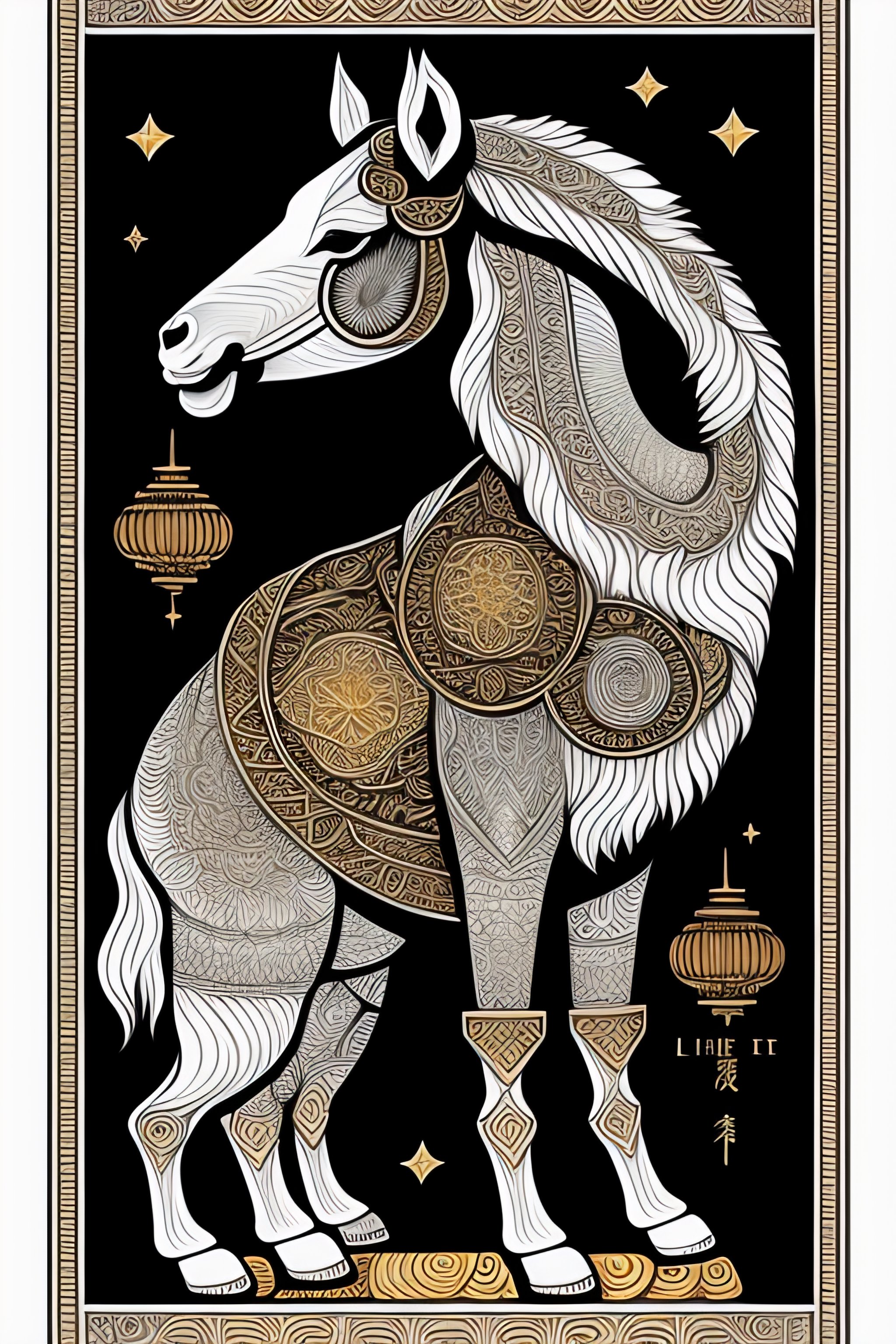 Lexica - Year of the goat, Chinese astrology, tarot card, line drawing ...