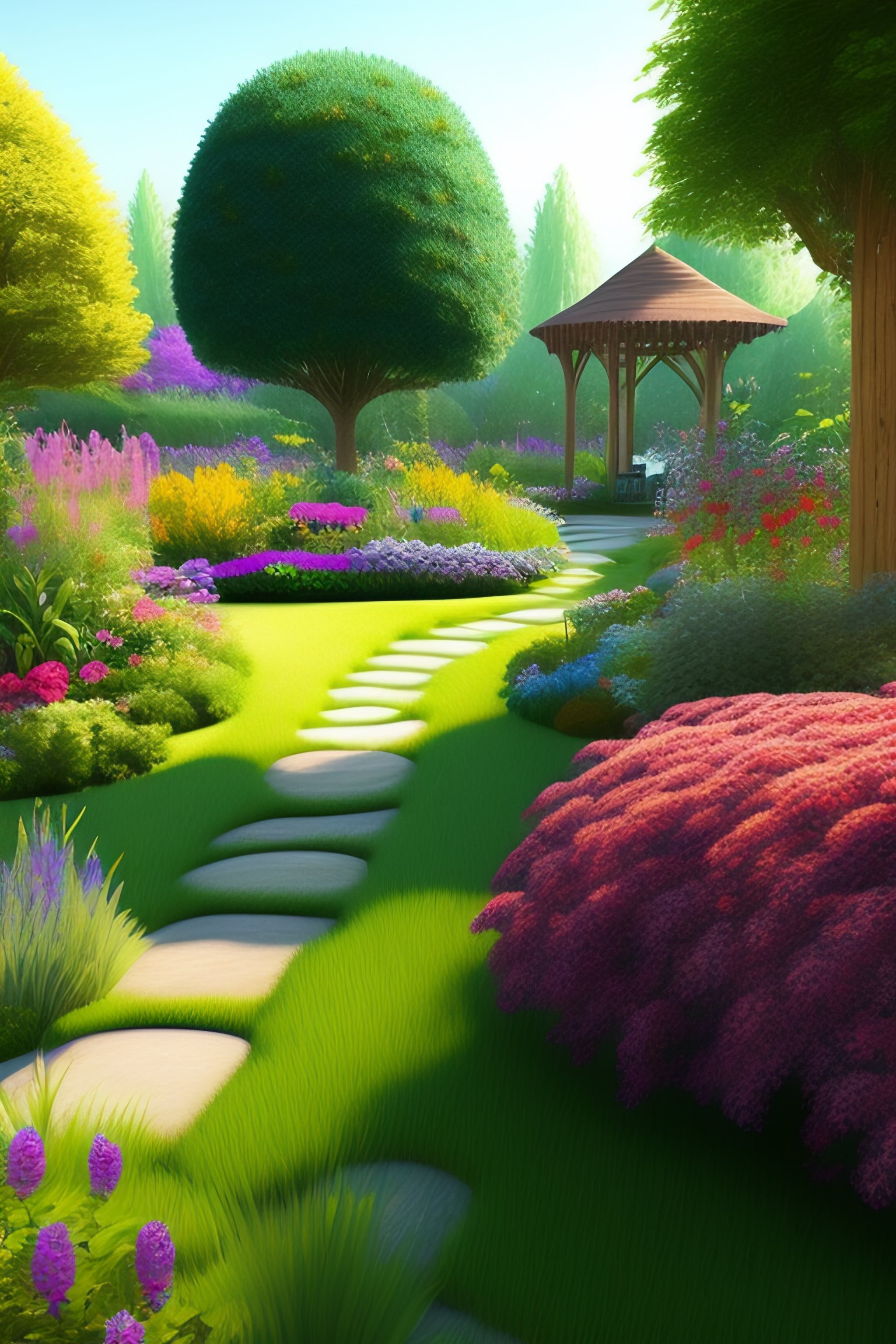 Lexica - Spacious garden with rare flowers, front garden with trees ...