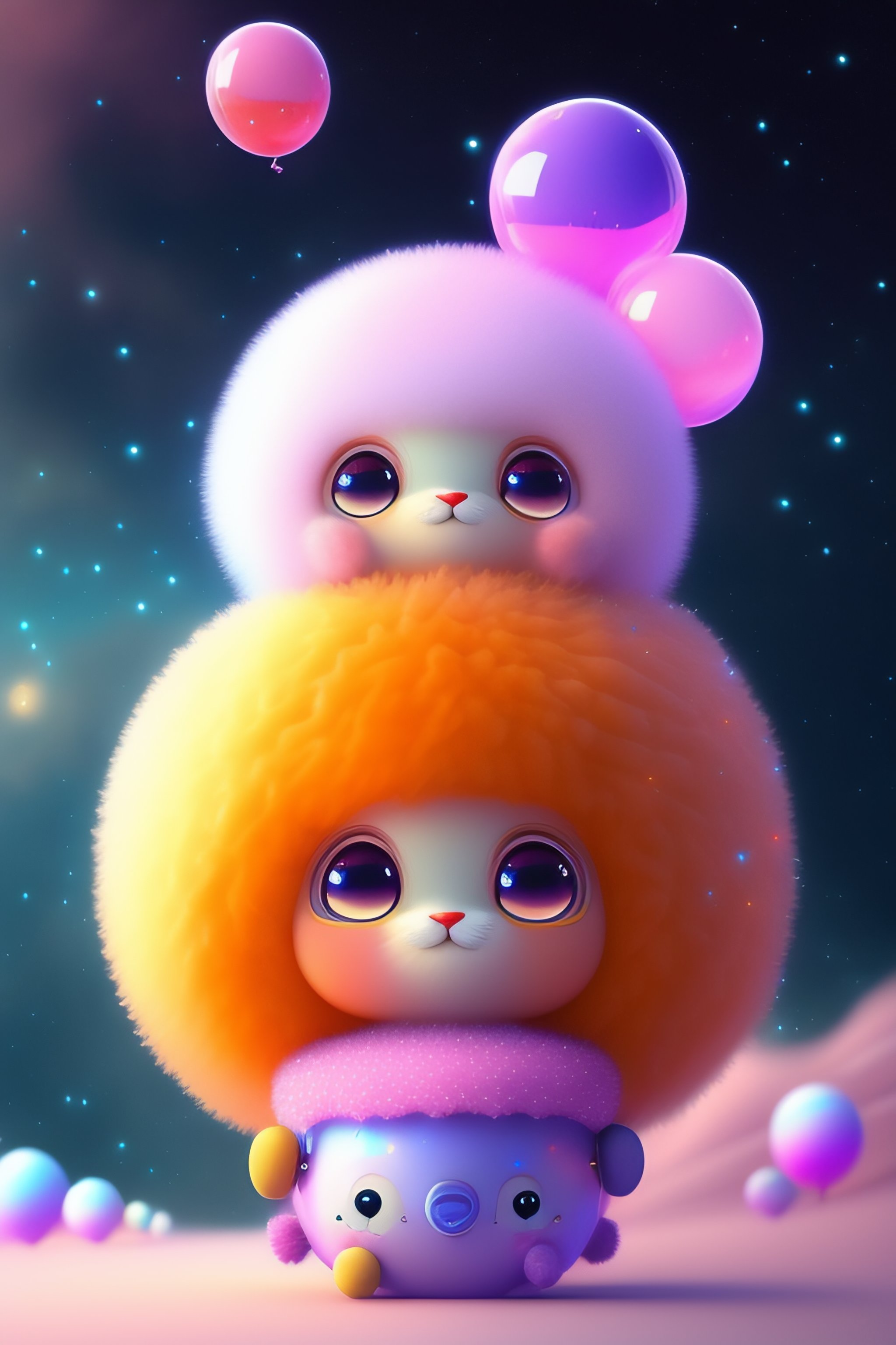 Lexica - CUTE AND ADORABLE CARTOON FLUFFY SPACE BABY BIRTHDAY, BALLOONS ...