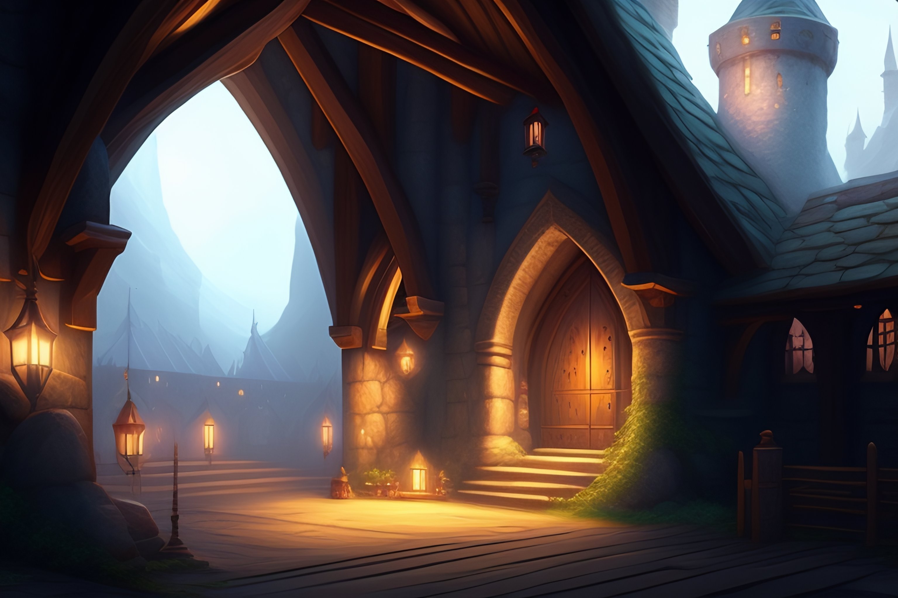 Lexica - Tiny medieval room, medieval, high fantasy capital city ...