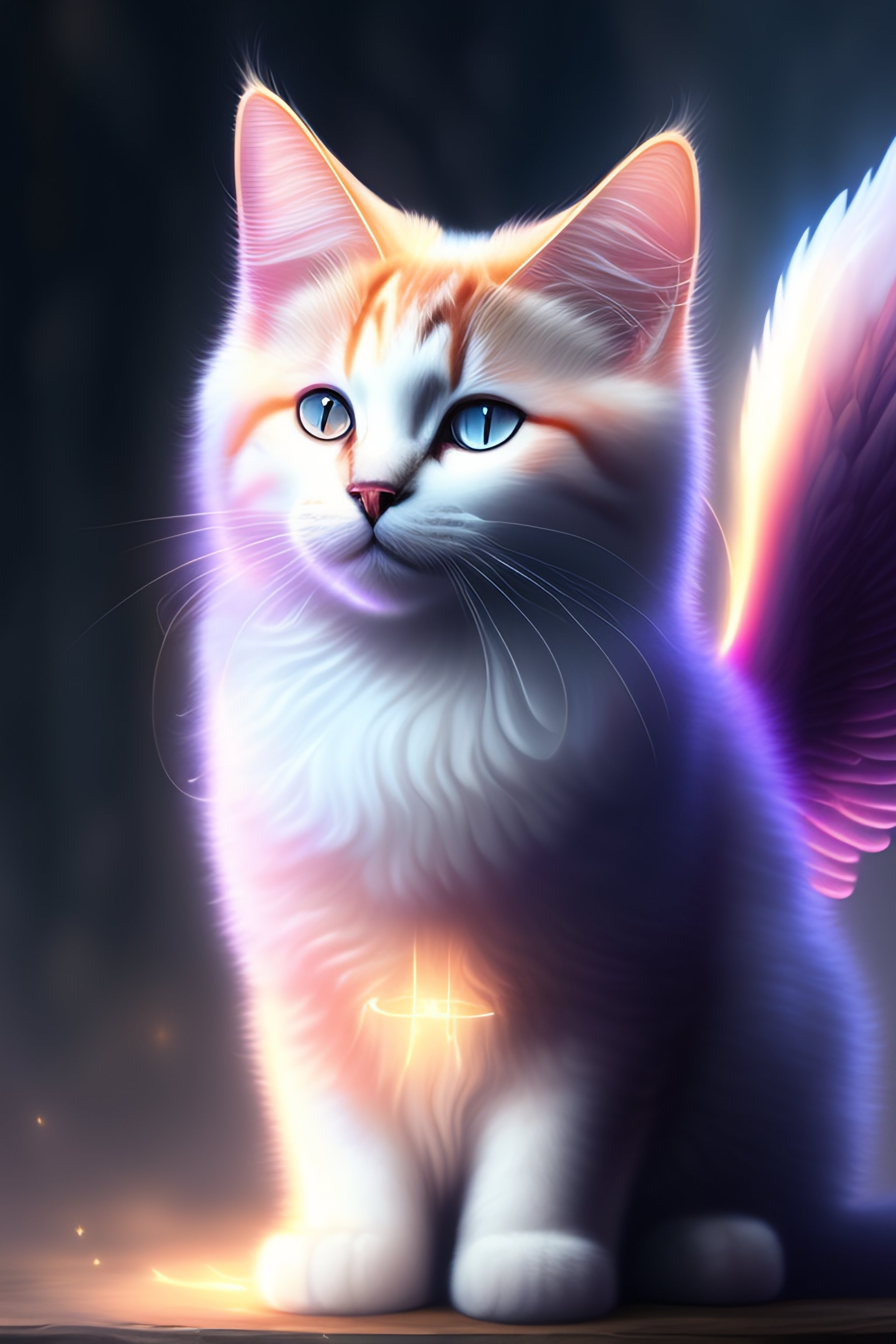 Lexica - Soft, fluffy, healing, cat angel, beautiful, glowing, radiant ...