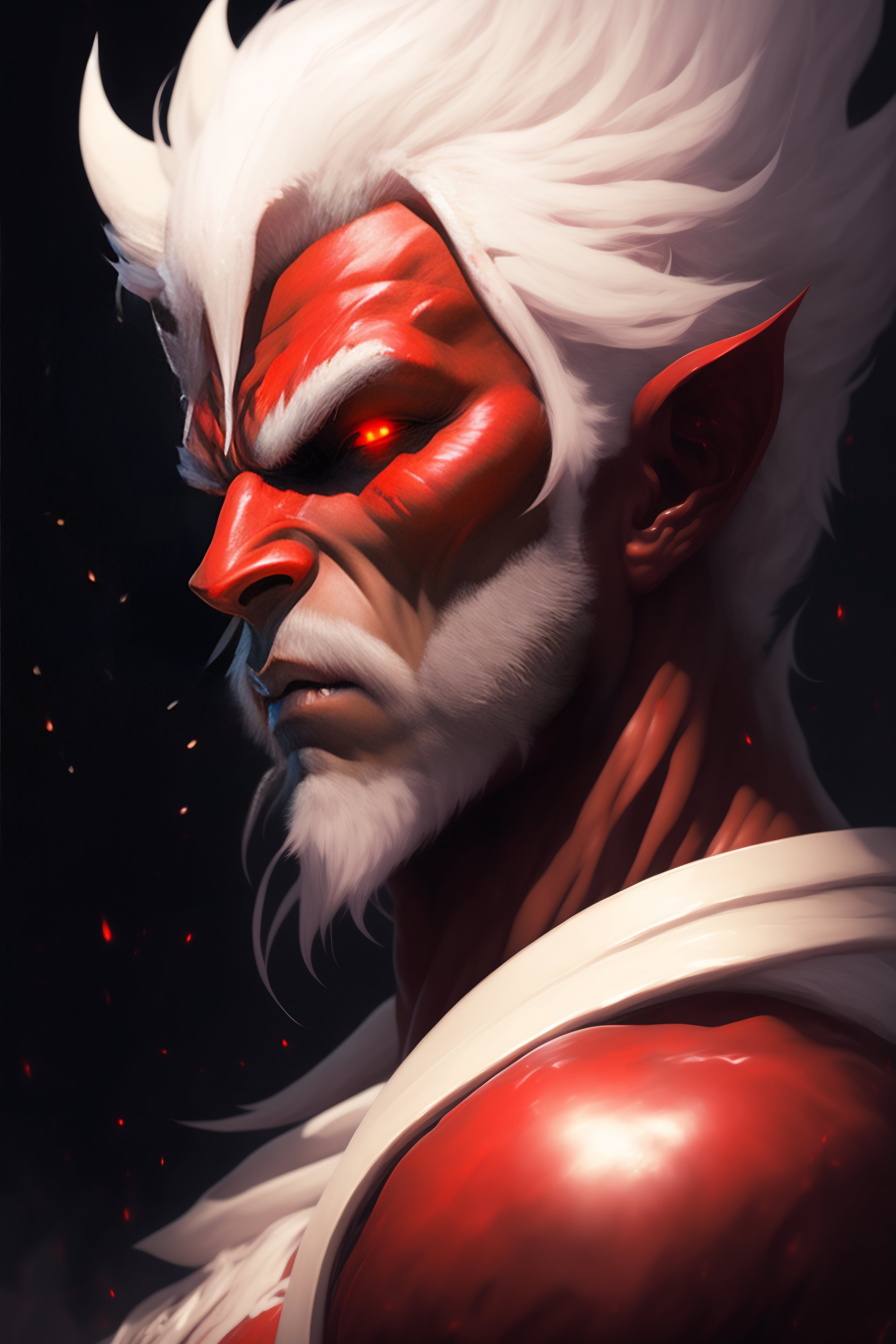 Lexica - Portrait of male Red Oni, white hair by greg rutkowski ...
