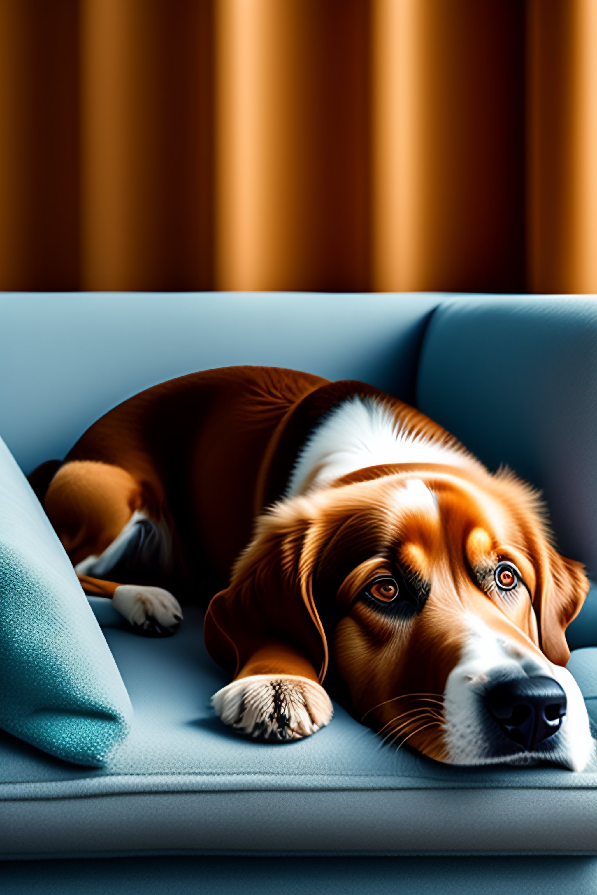 Lexica - Belgian shaper dog in a sofa in costa brava beach