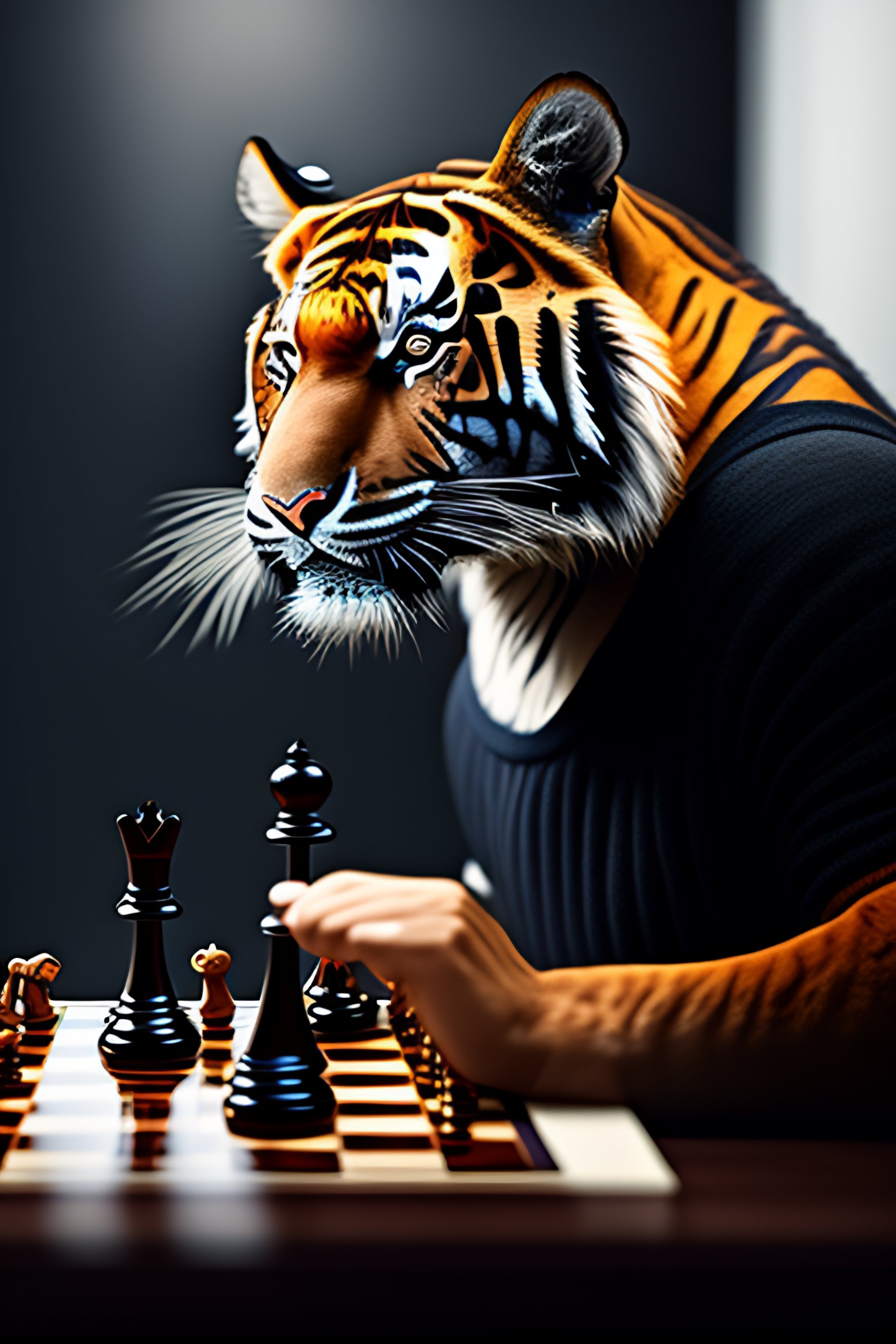 Lexica - Tiger playing chess with me