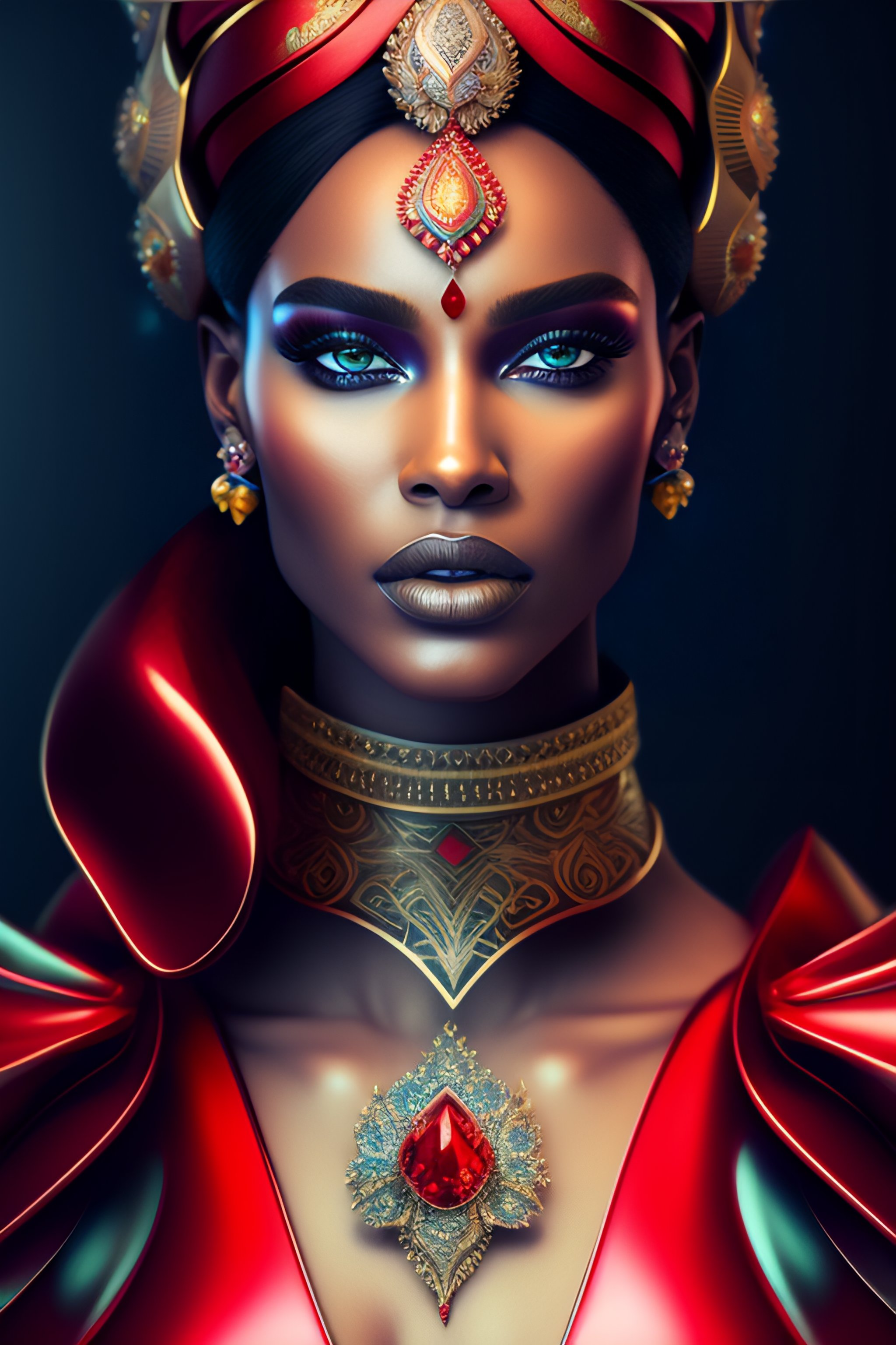 Lexica - Red and white color palette, emotion Futuristic princess in ...