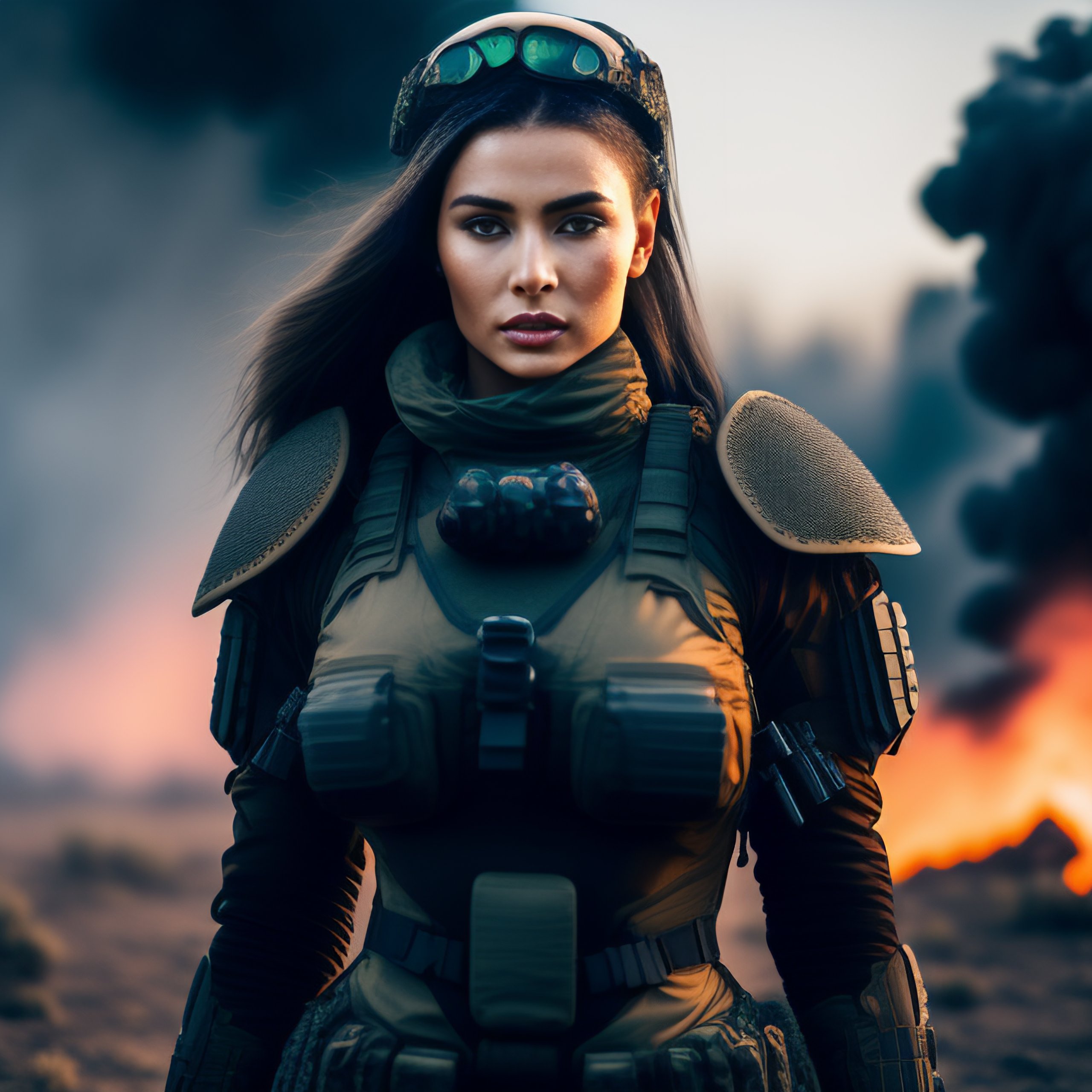 Lexica - A cyber beautiful Russian girl warrior in a burnt land ...