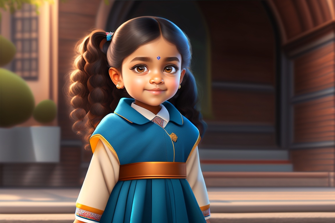 Lexica - Cartoon look Meena (A intelligent kid girl She is a strikingly ...
