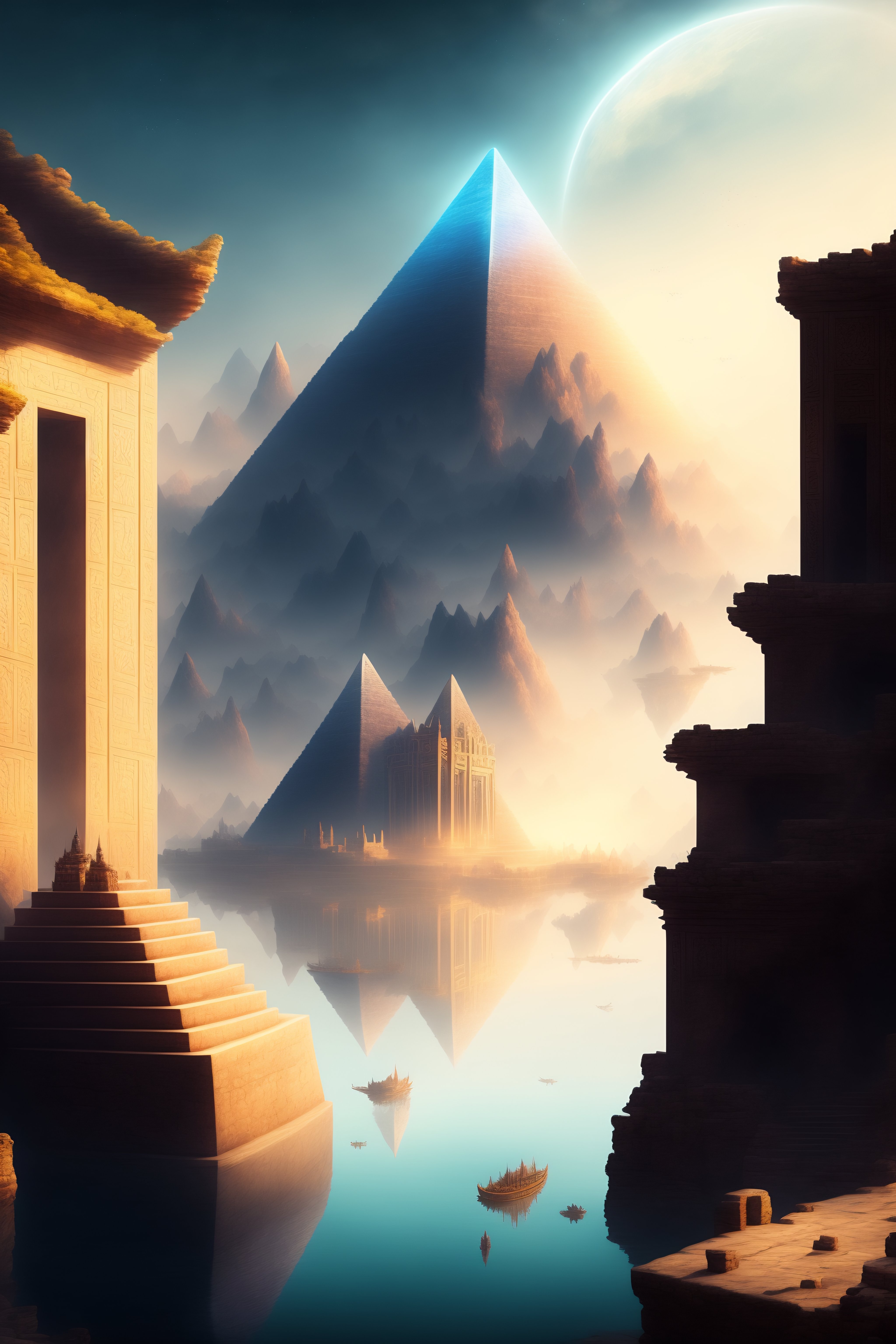 Lexica - A very distant view of one single white glowing magical great ...