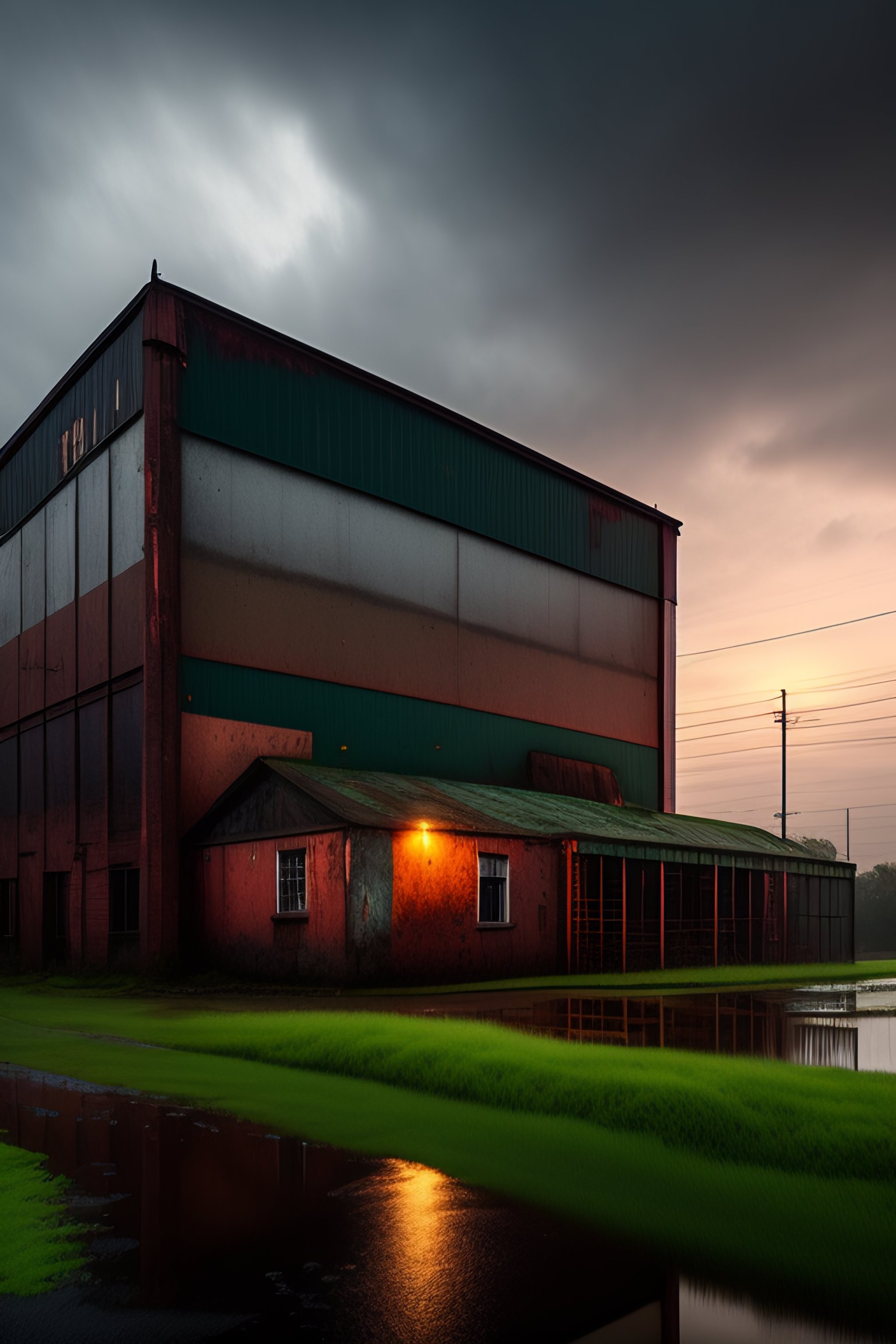 Lexica - An abandoned victorian factory on a rainy night, large ...