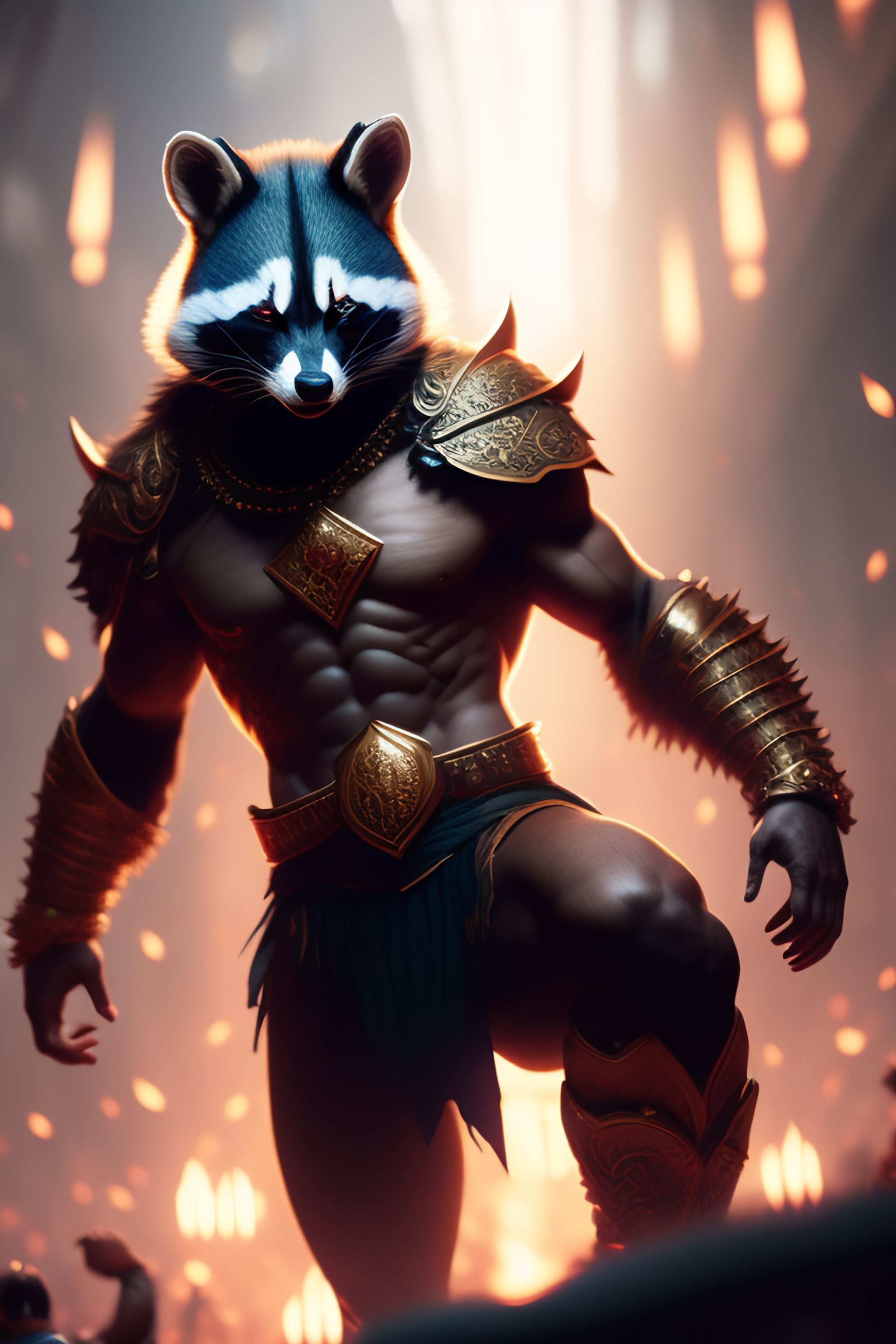 Lexica - Iron racoon dancing the thousands hands dance, in front of the ...