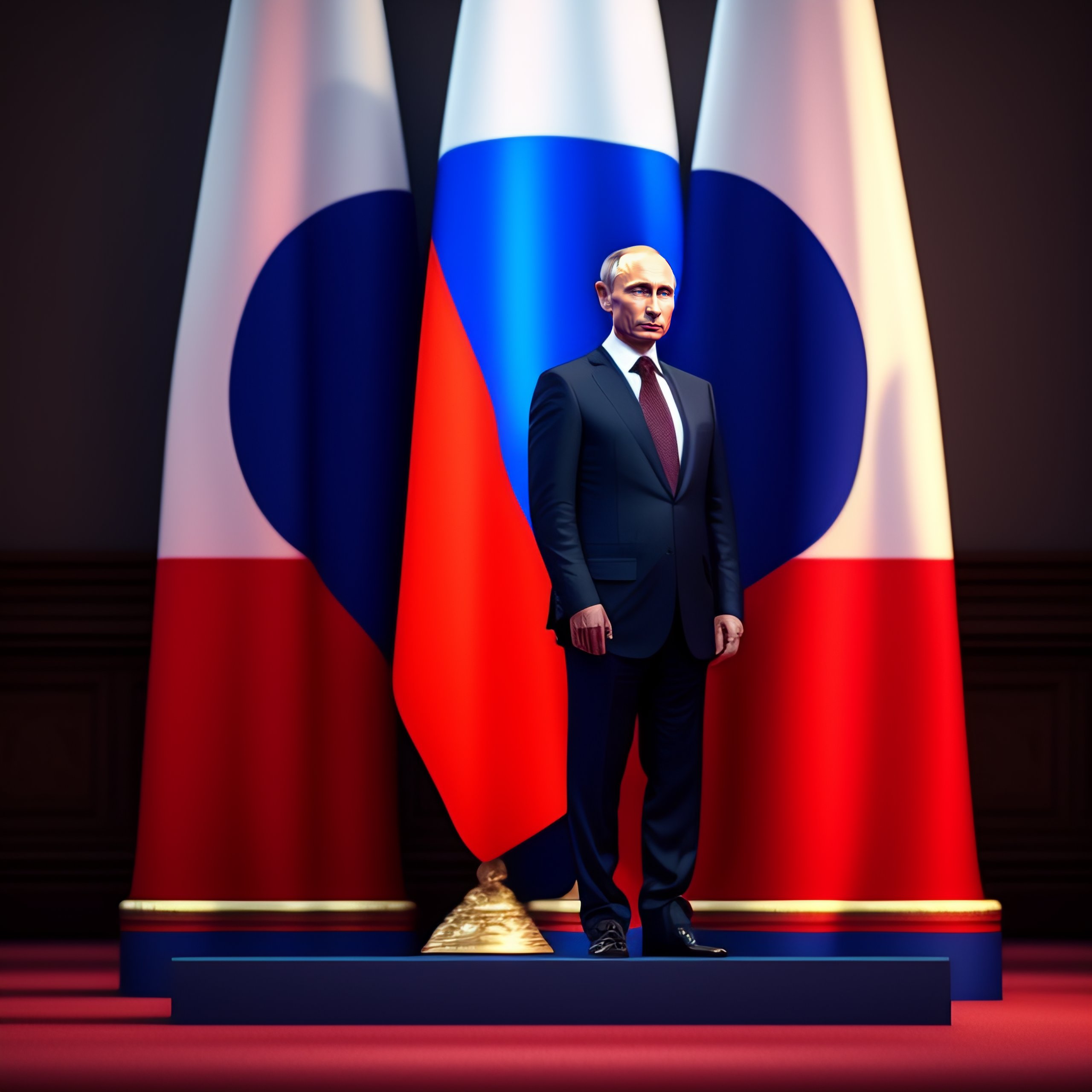 Lexica - Russian president putin , stand on podiumn, russian flag ...