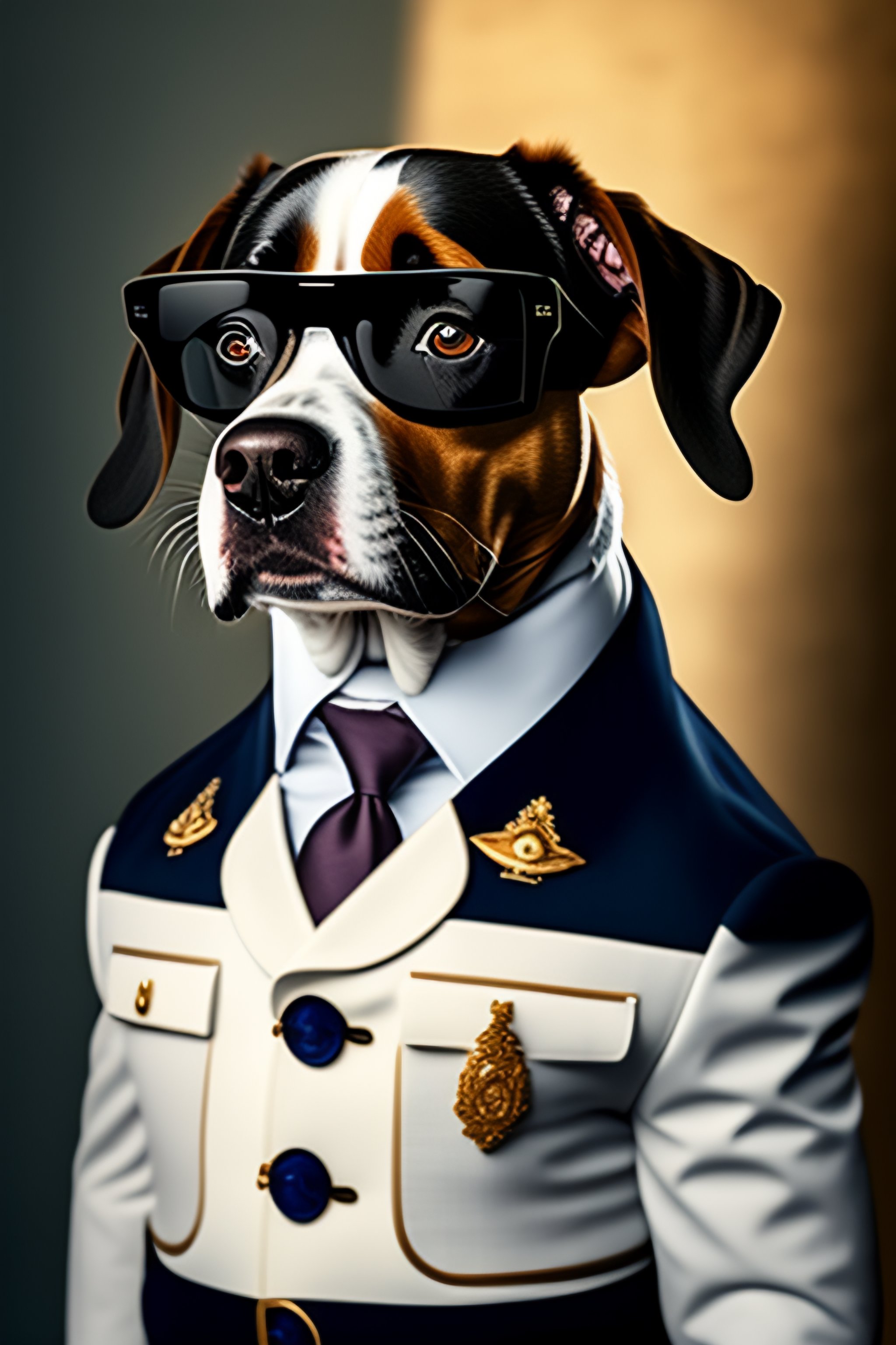 Lexica - An anthropomorphic dog in a Italian police suit and black glasses
