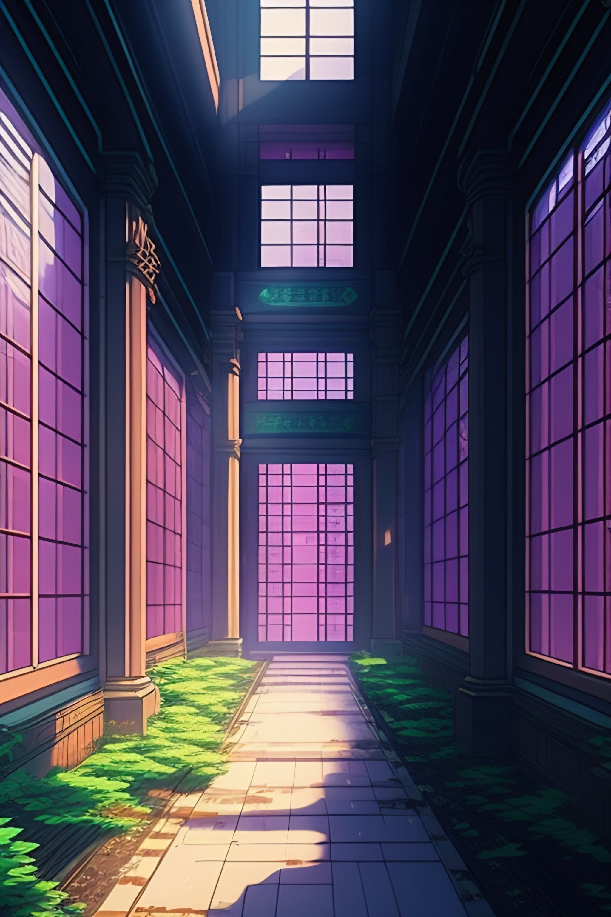 Lexica - Anime key visual of a empty abandoned library in a forest ...