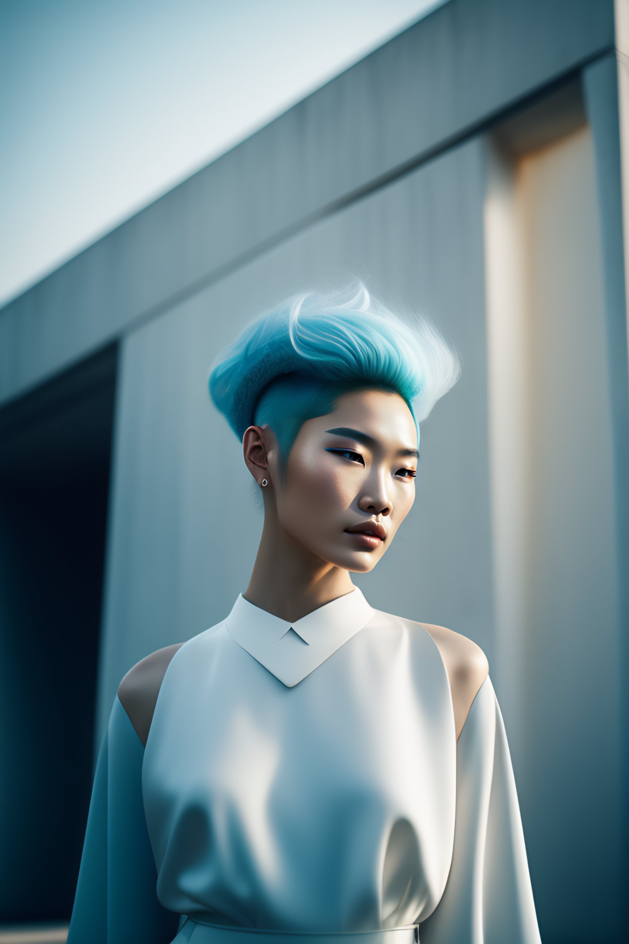 Lexica - Portrait of haute couture beautiful albino asian fashion model ...