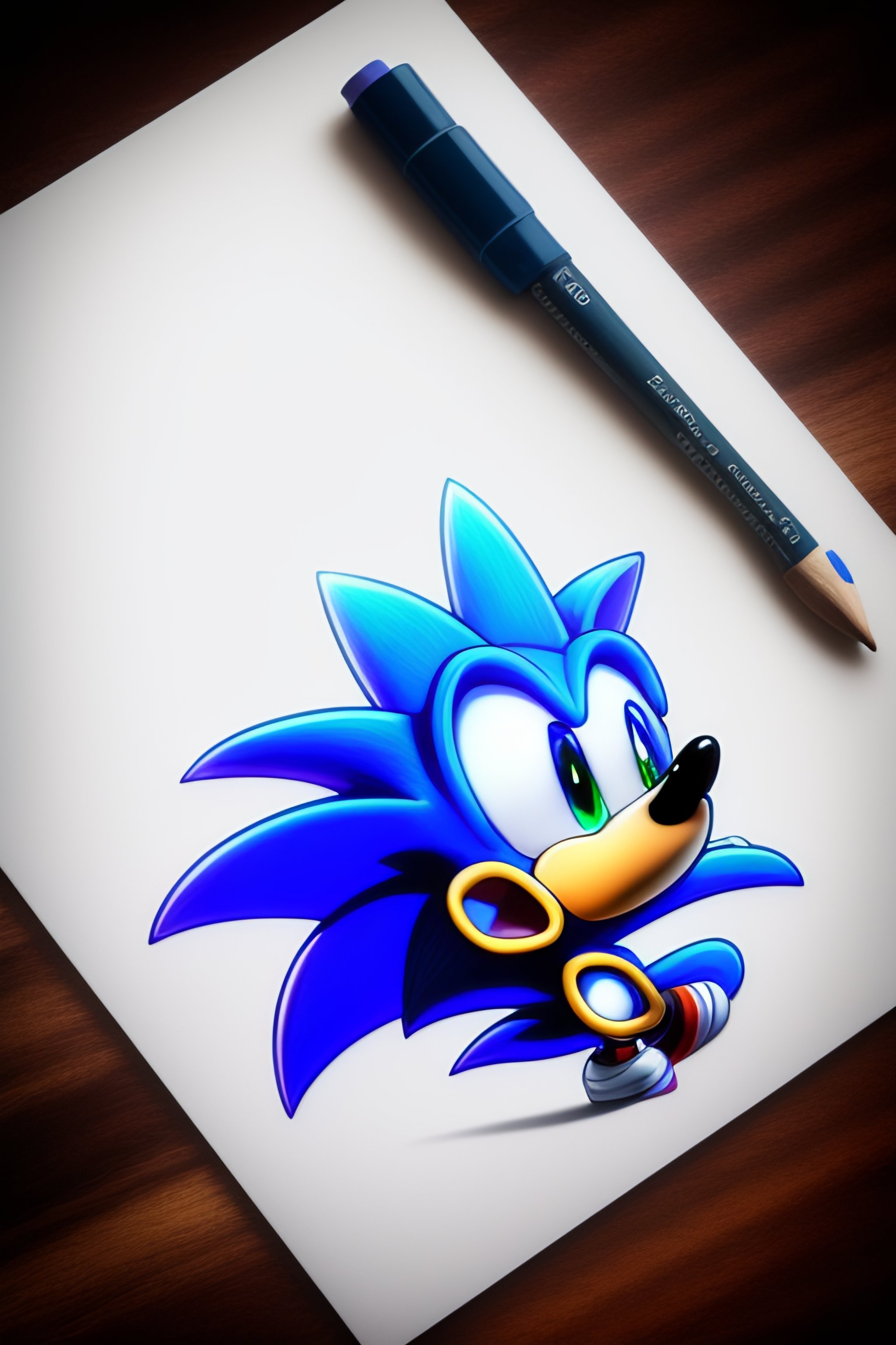 Lexica - Badly drawn child’s art of sonic the hedgehog with crayon on a ...