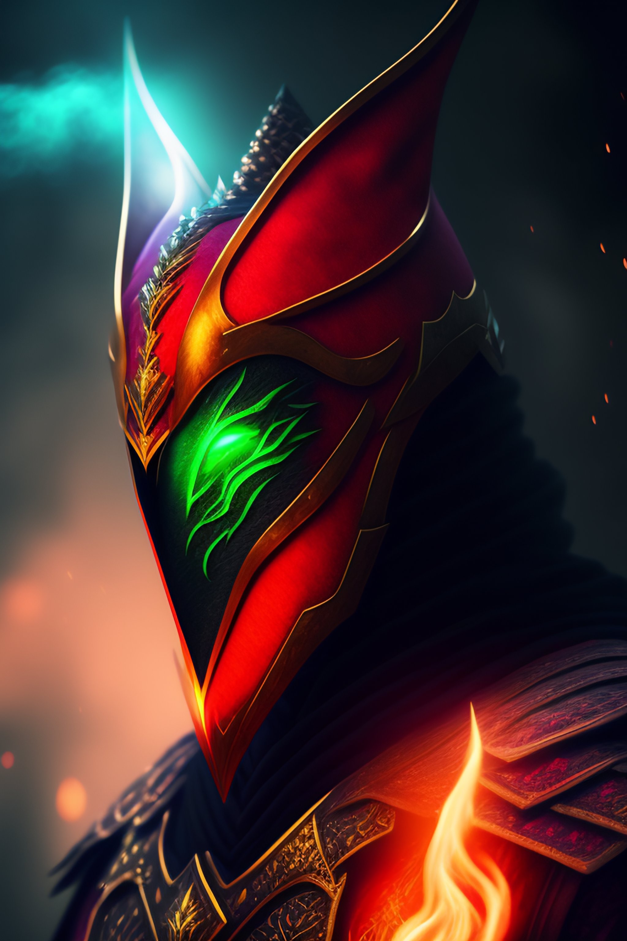 Lexica - Mysterious ,strange mask, wizard ,runes on clothing, dragon ...