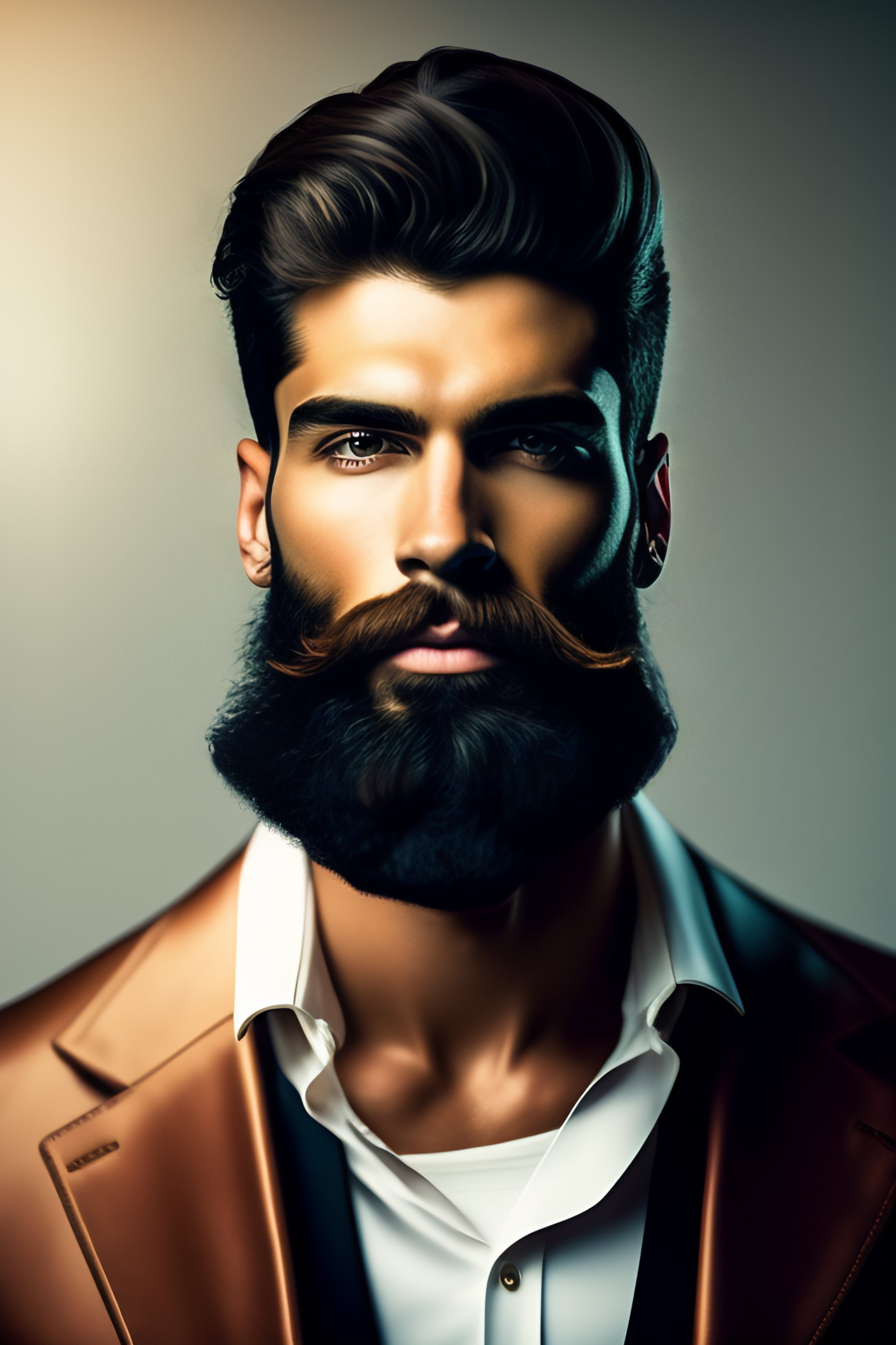 Lexica - 4k photo tall handsome young man with a long black beard