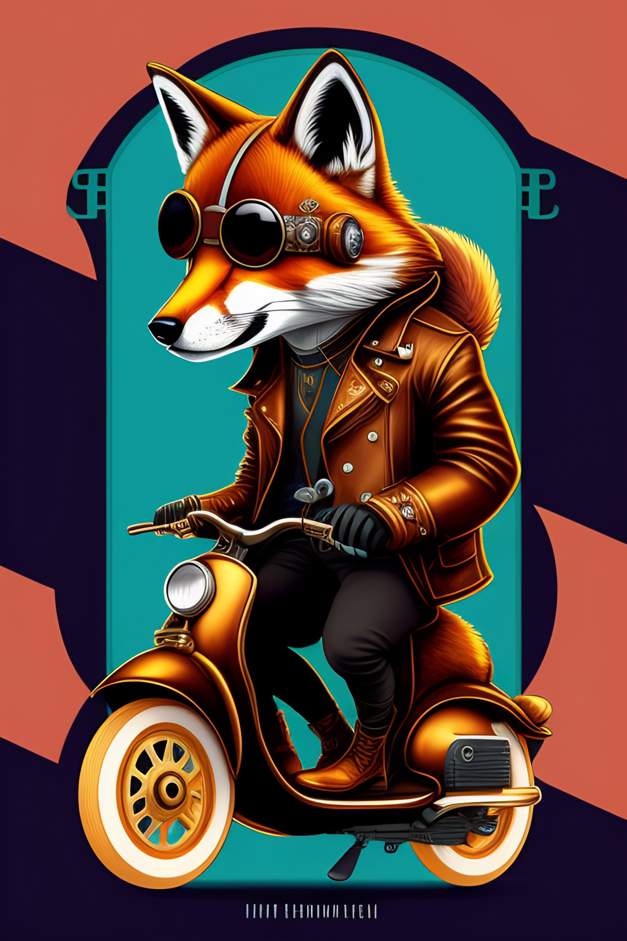 Lexica - A steampunk fox fursona with boots sitting on a vespa moped ...