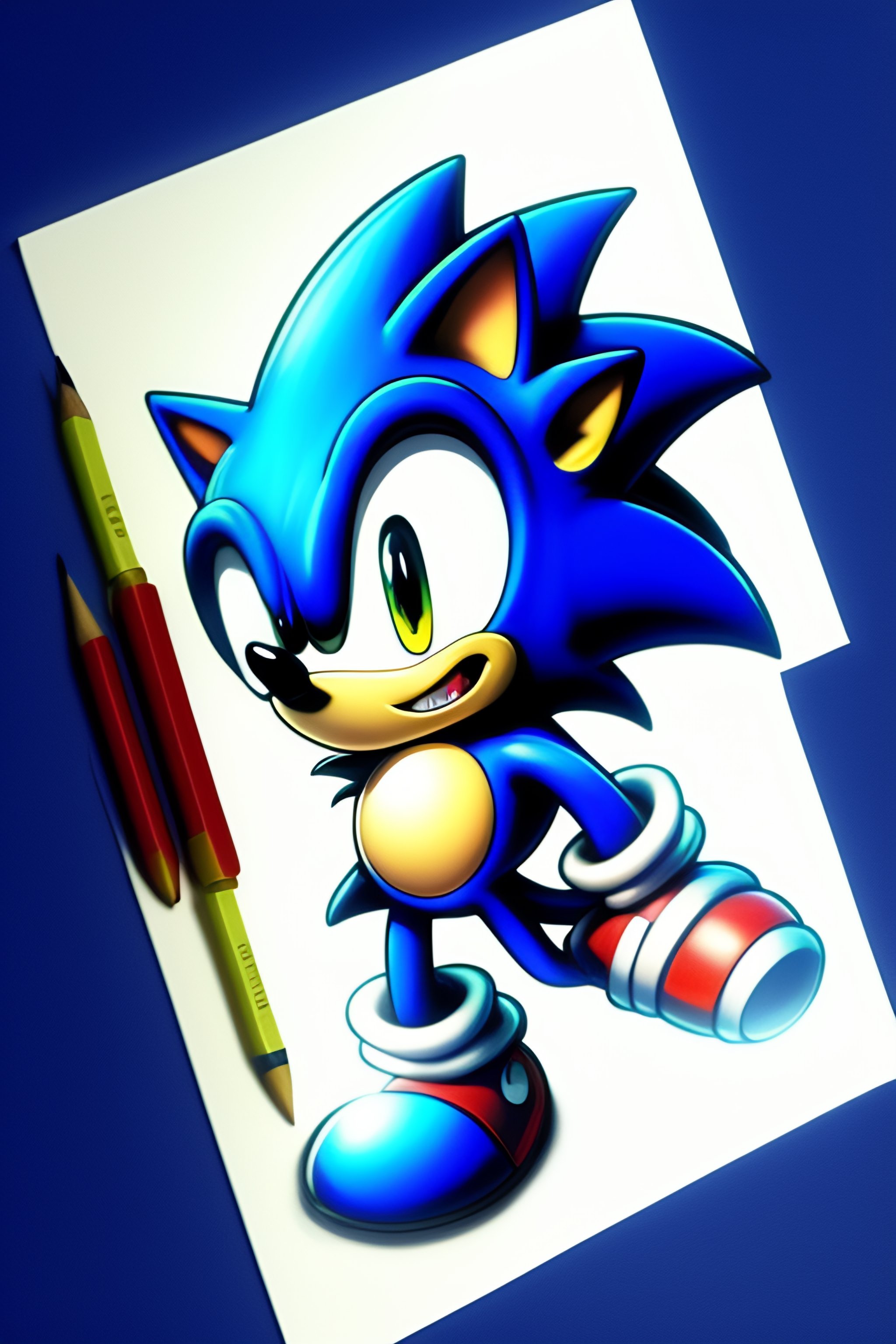 Lexica - Badly drawn child’s art of sonic the hedgehog with crayon on a ...