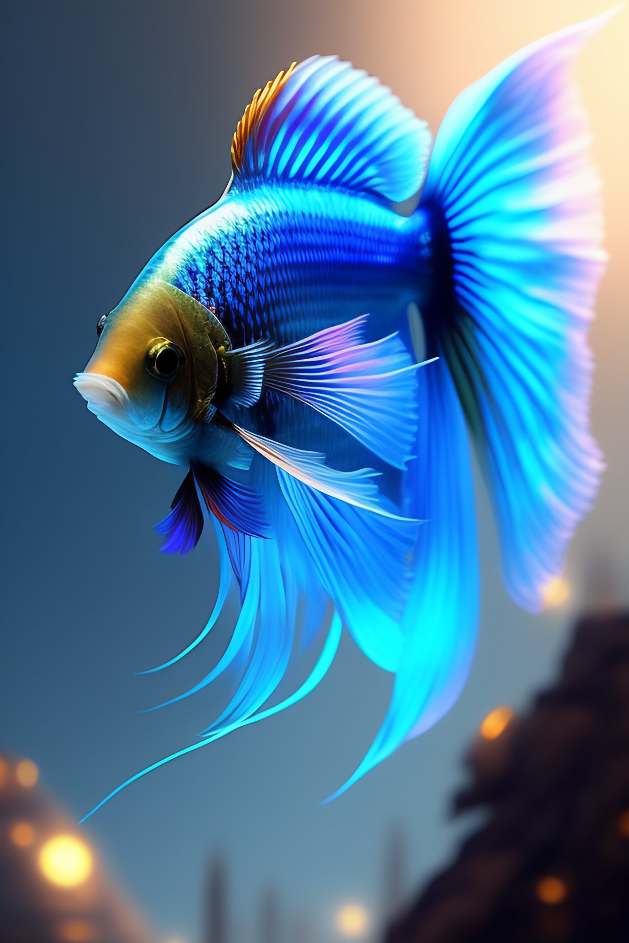 Lexica - Robotic cyber punk mecha Betta fish, fantasy art