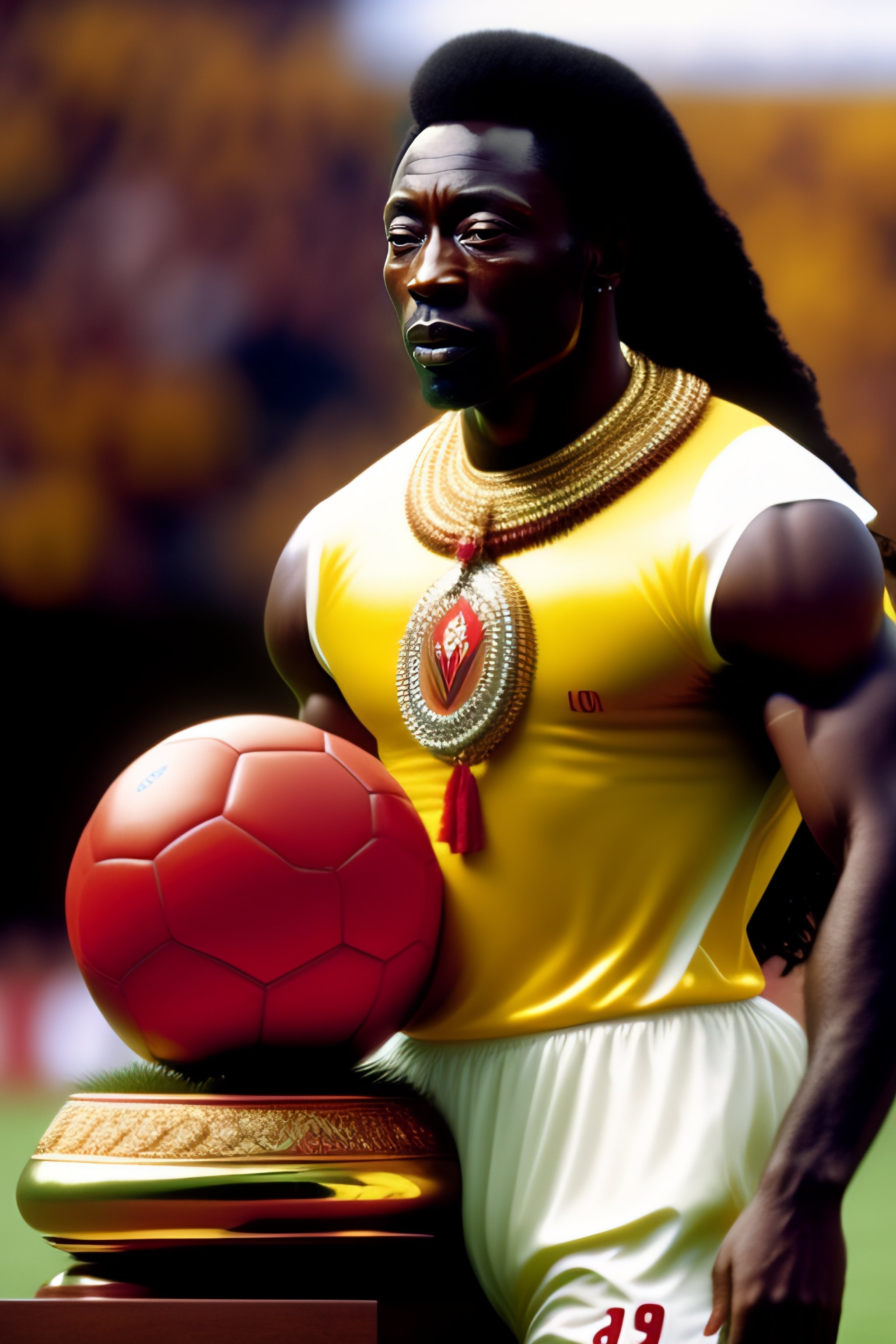 Lexica - Pele as gon in throne with ball, white predomknance pele god ...