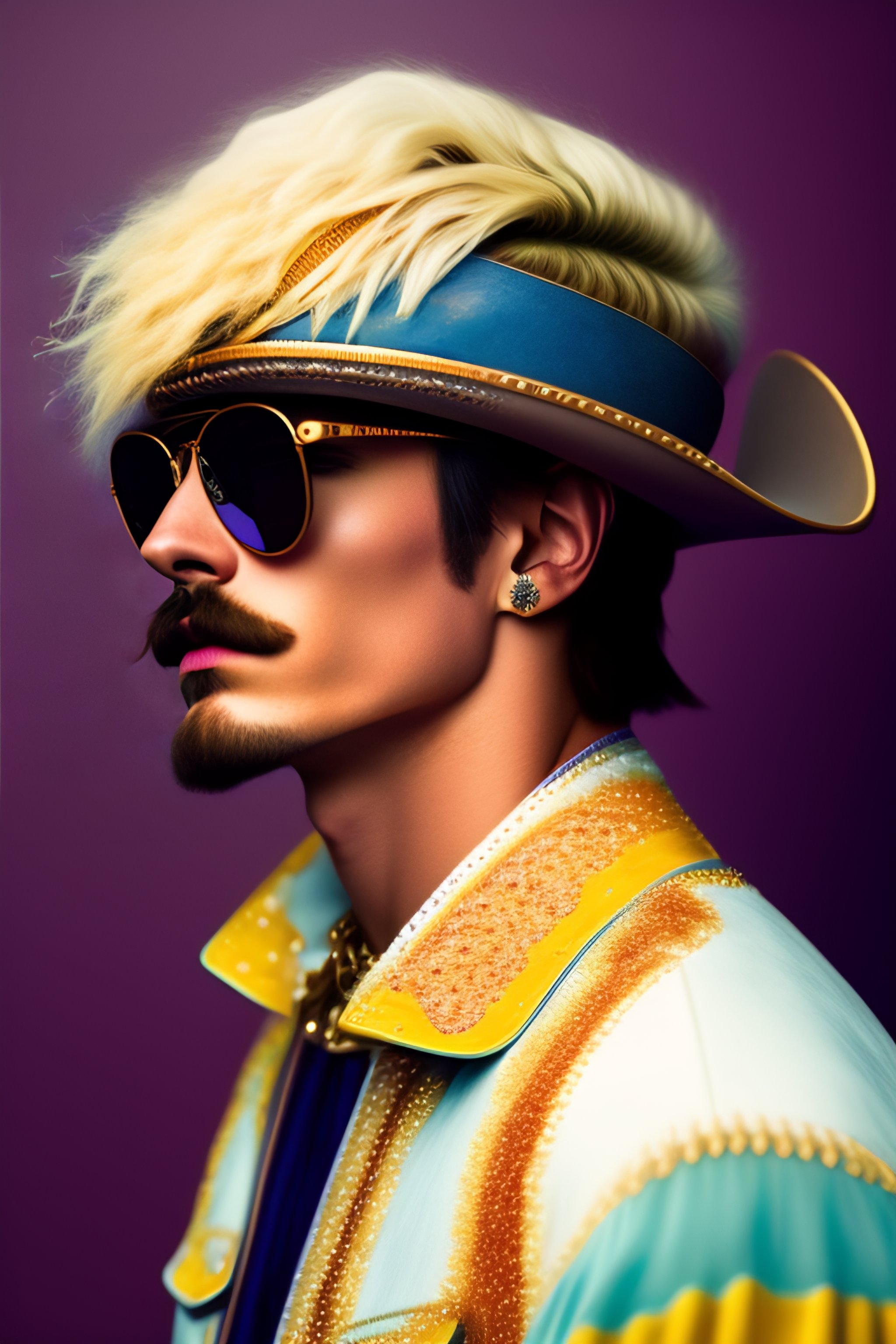 Lexica - Oliver Tree Cowboy Tears, goatee, blonde bowlcut mullet