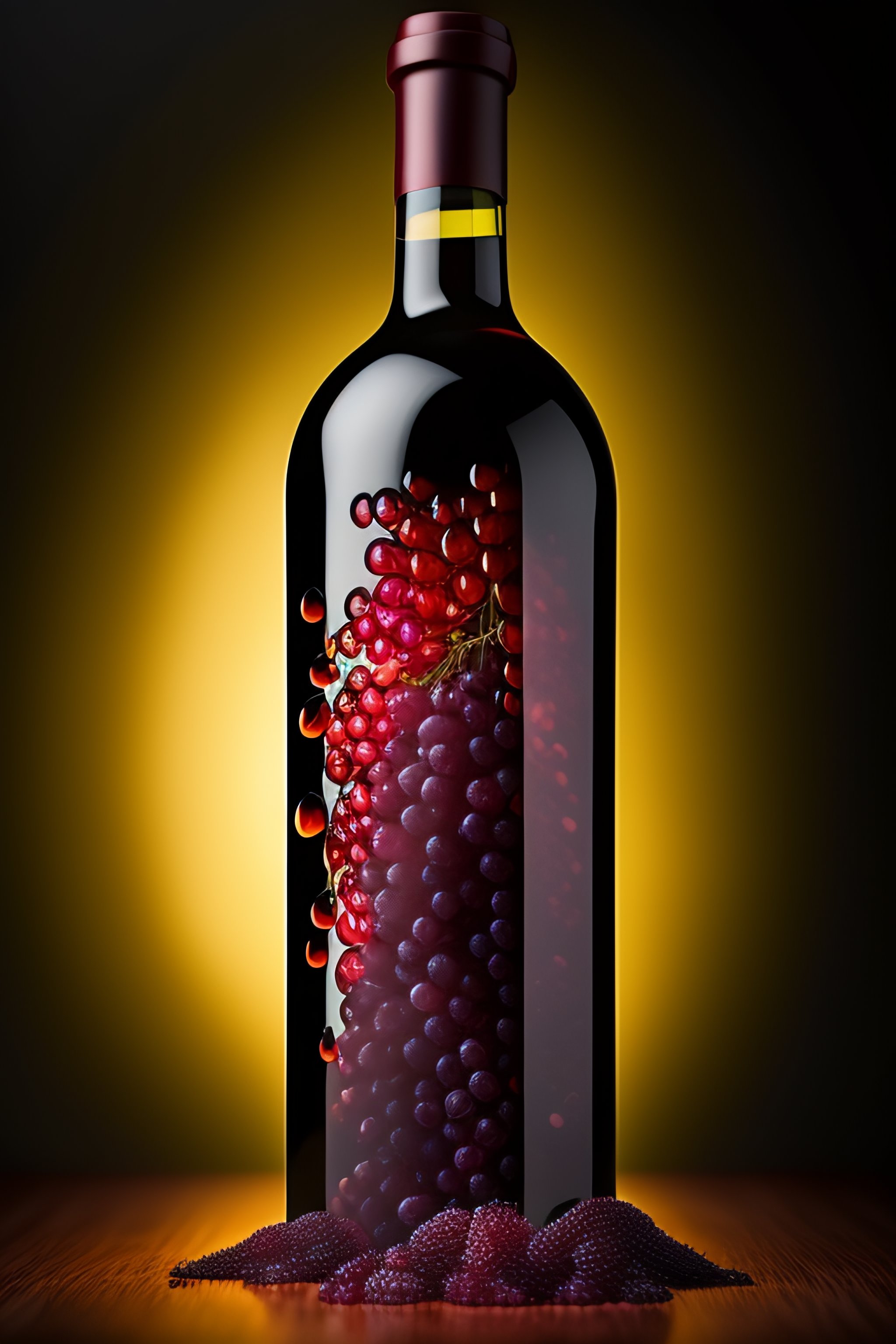 Lexica - Create image with wine bottle with grapes falling behind it