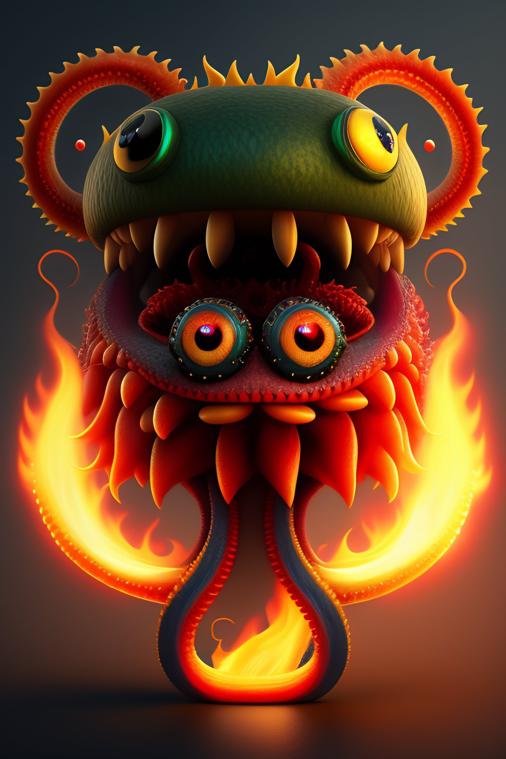 Lexica - Funny monster with 10 eyes, 3 mouths and 100 teeth, 5 ...
