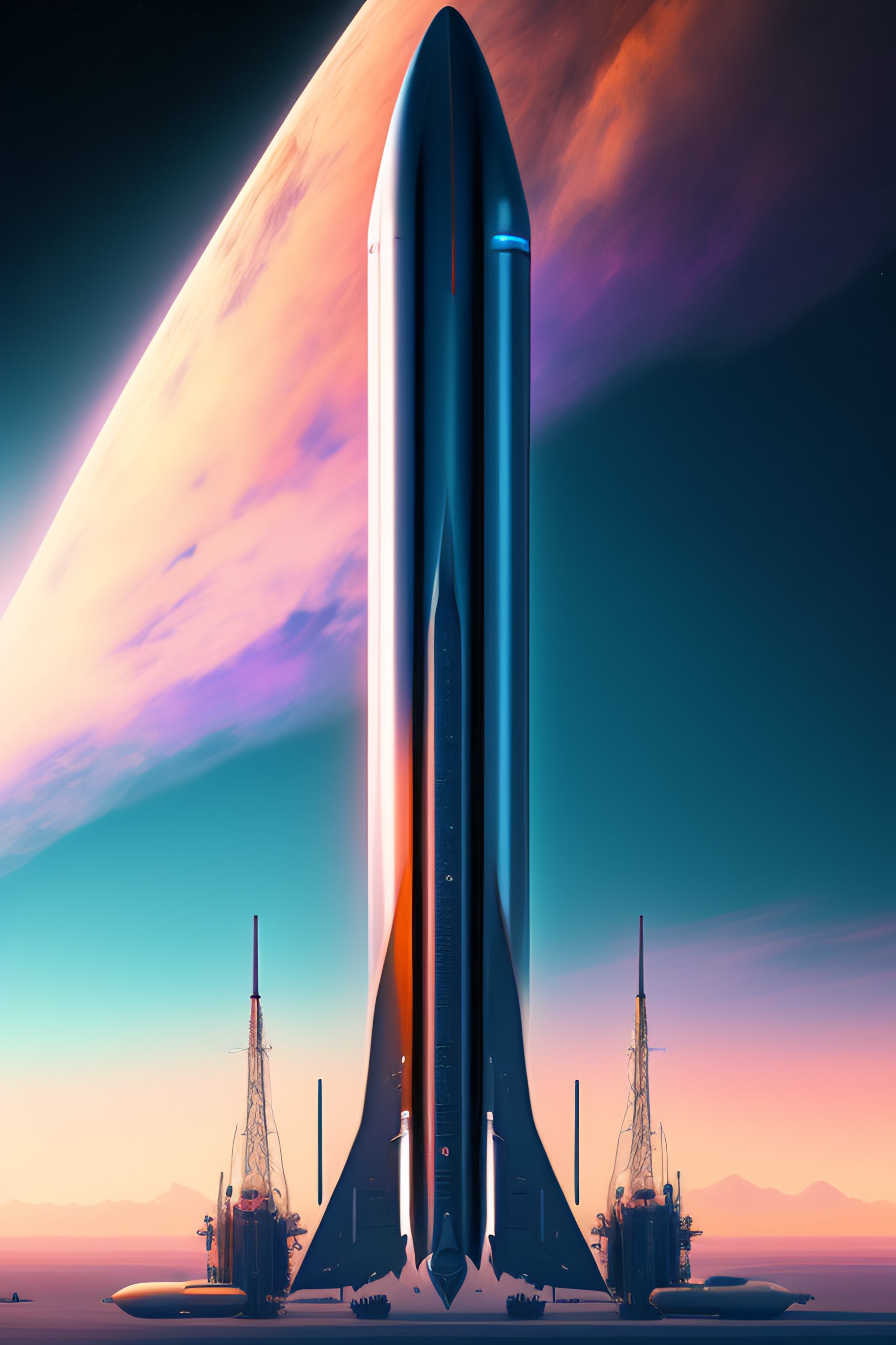 Lexica - Spacex starship launch, cyberpunk colors, detailed digital ...