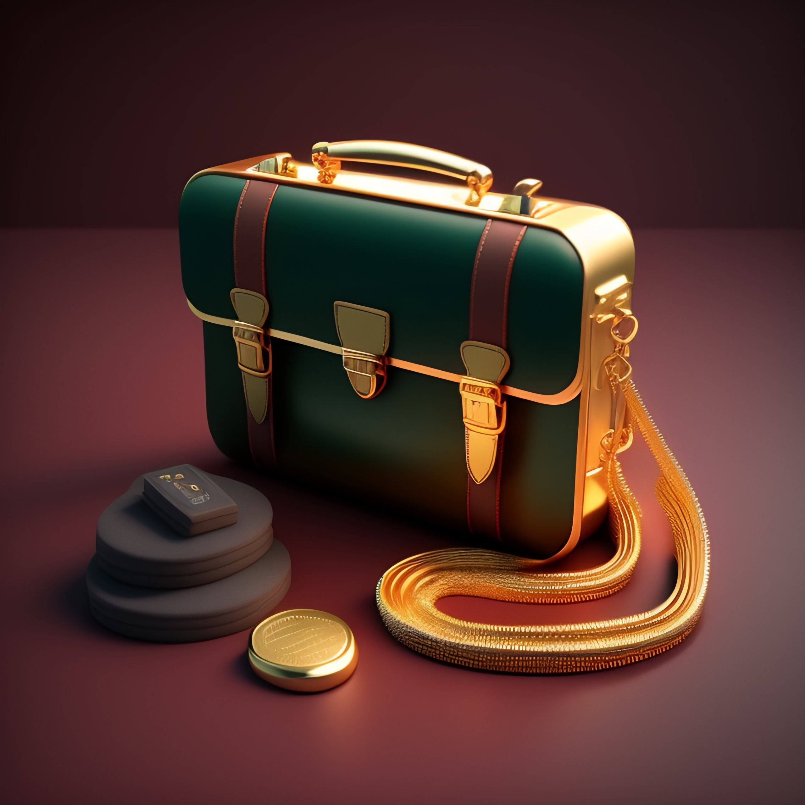 Lexica - Briefcase illustration, clay material, 3d render