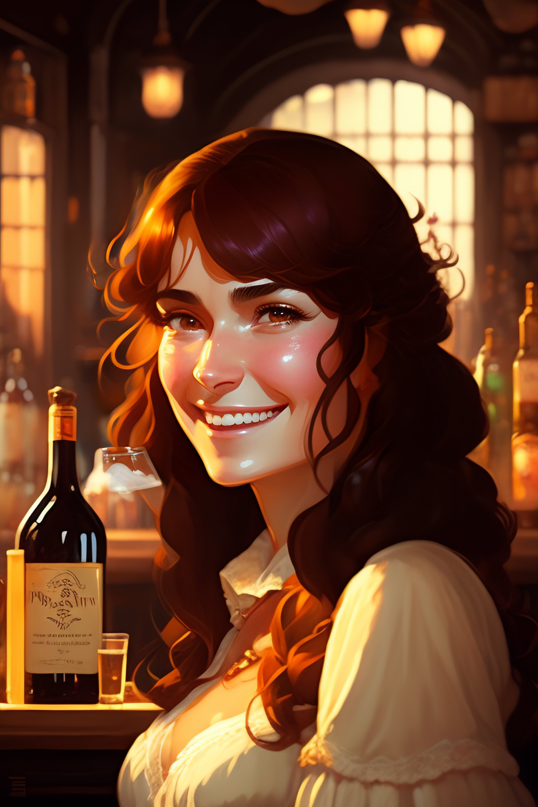Lexica - Barmaid brunette tavern baroque oil painting rachel weisz ln ...