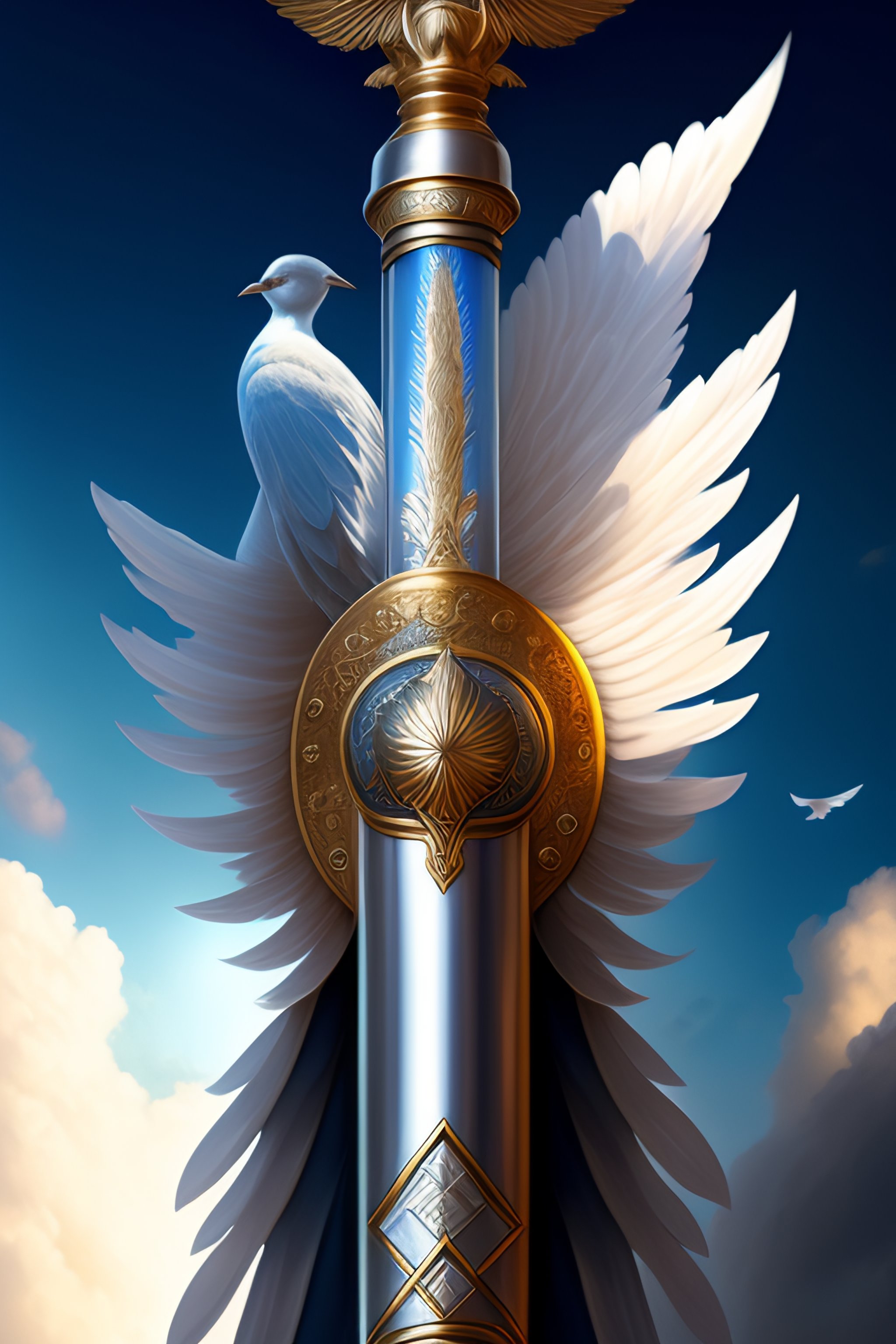 Lexica - Beautiful silver sword with silver jewel details, with blue ...