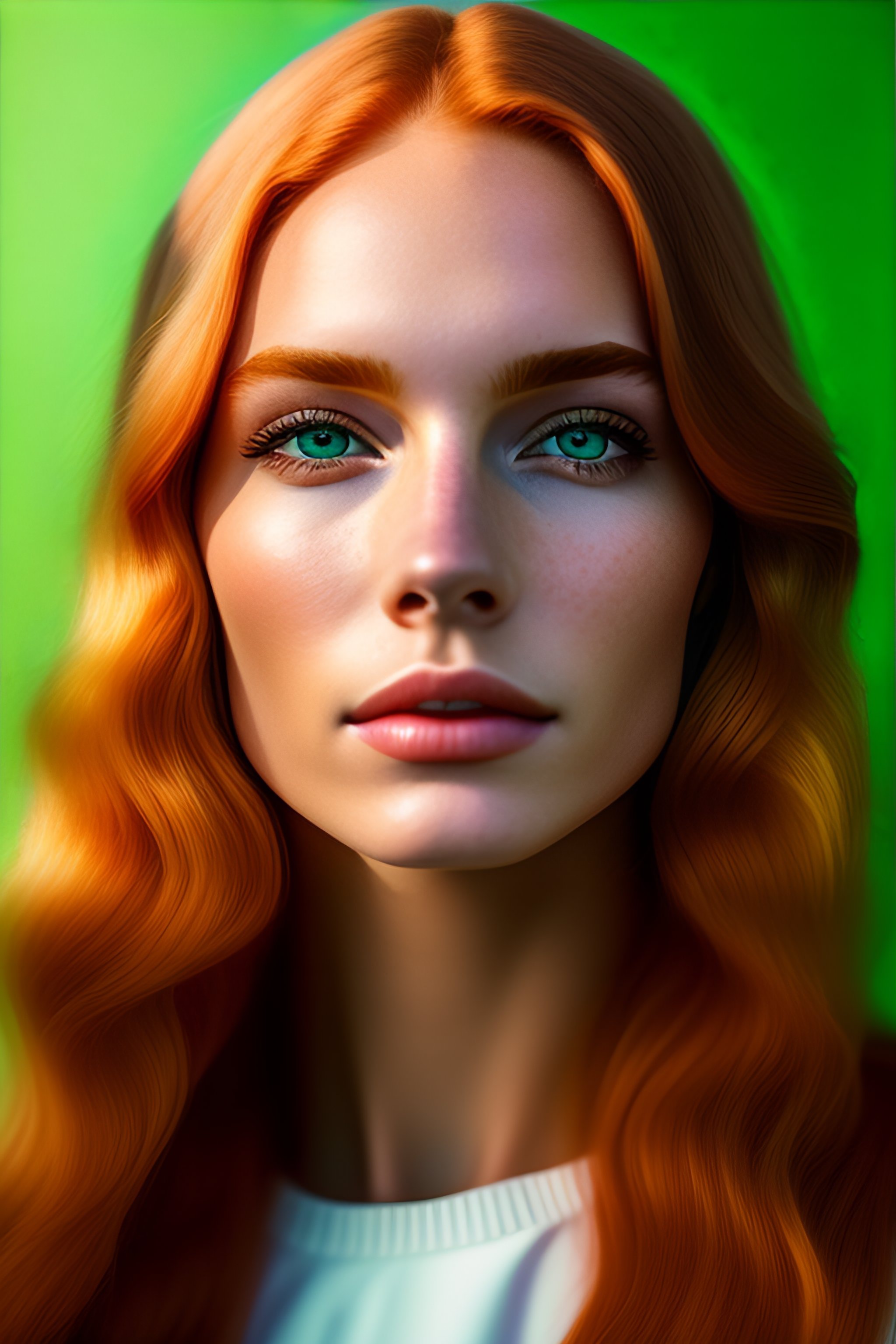 Lexica - Selfie color portrait of (strawberry blond green eye young ...