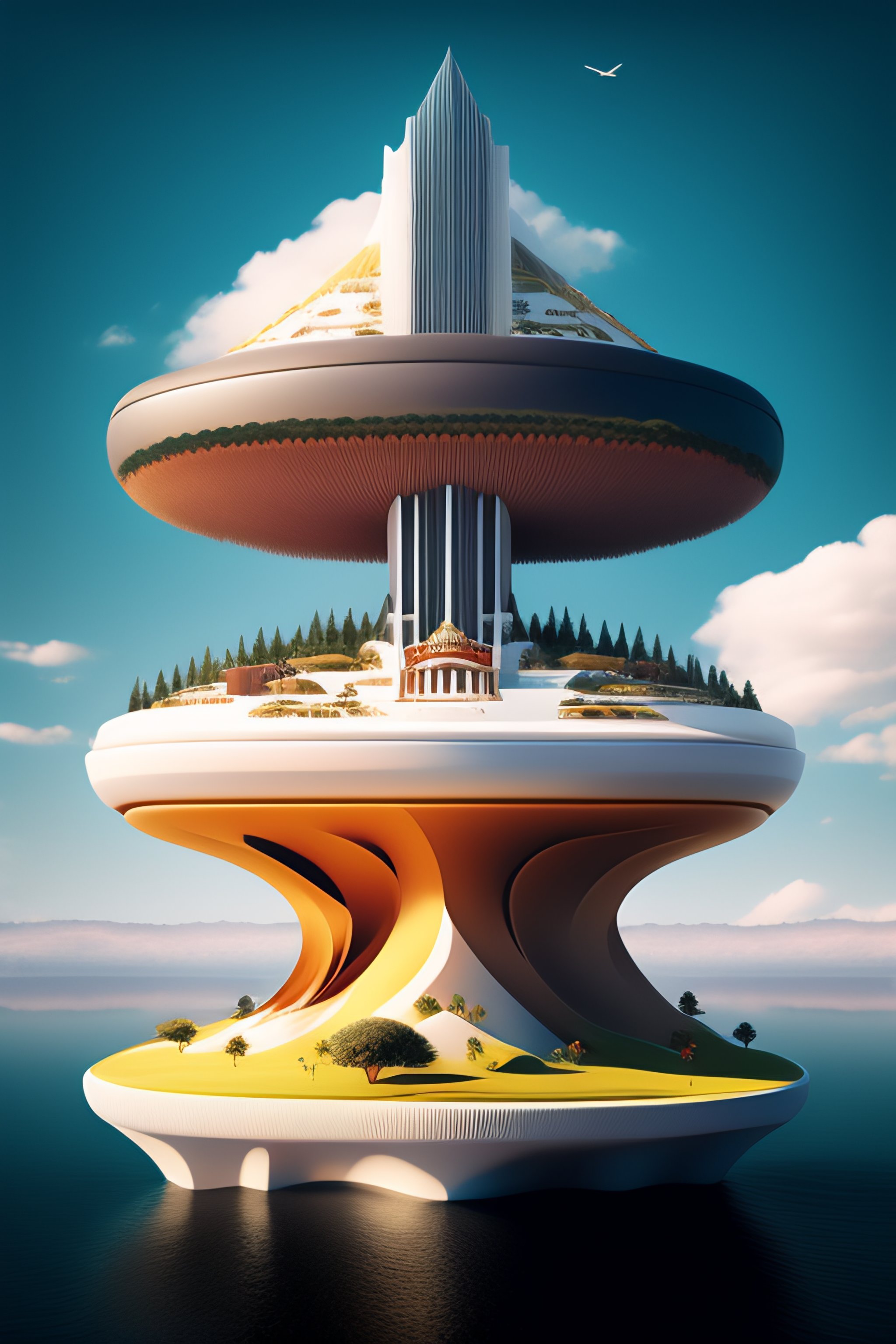 Lexica - Floating island over a megatropolis