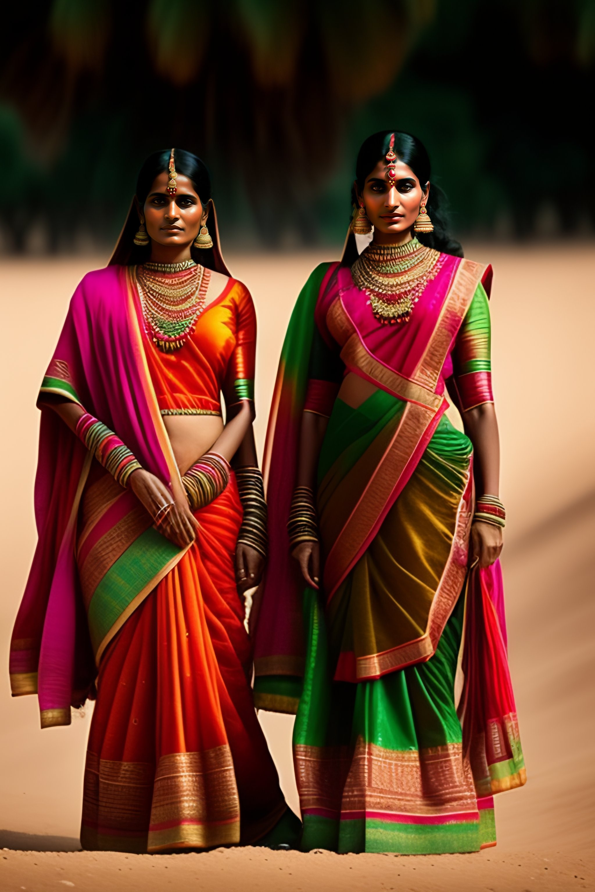 Lexica - Indian women standing in Indus valley. Rajistani clothing ...