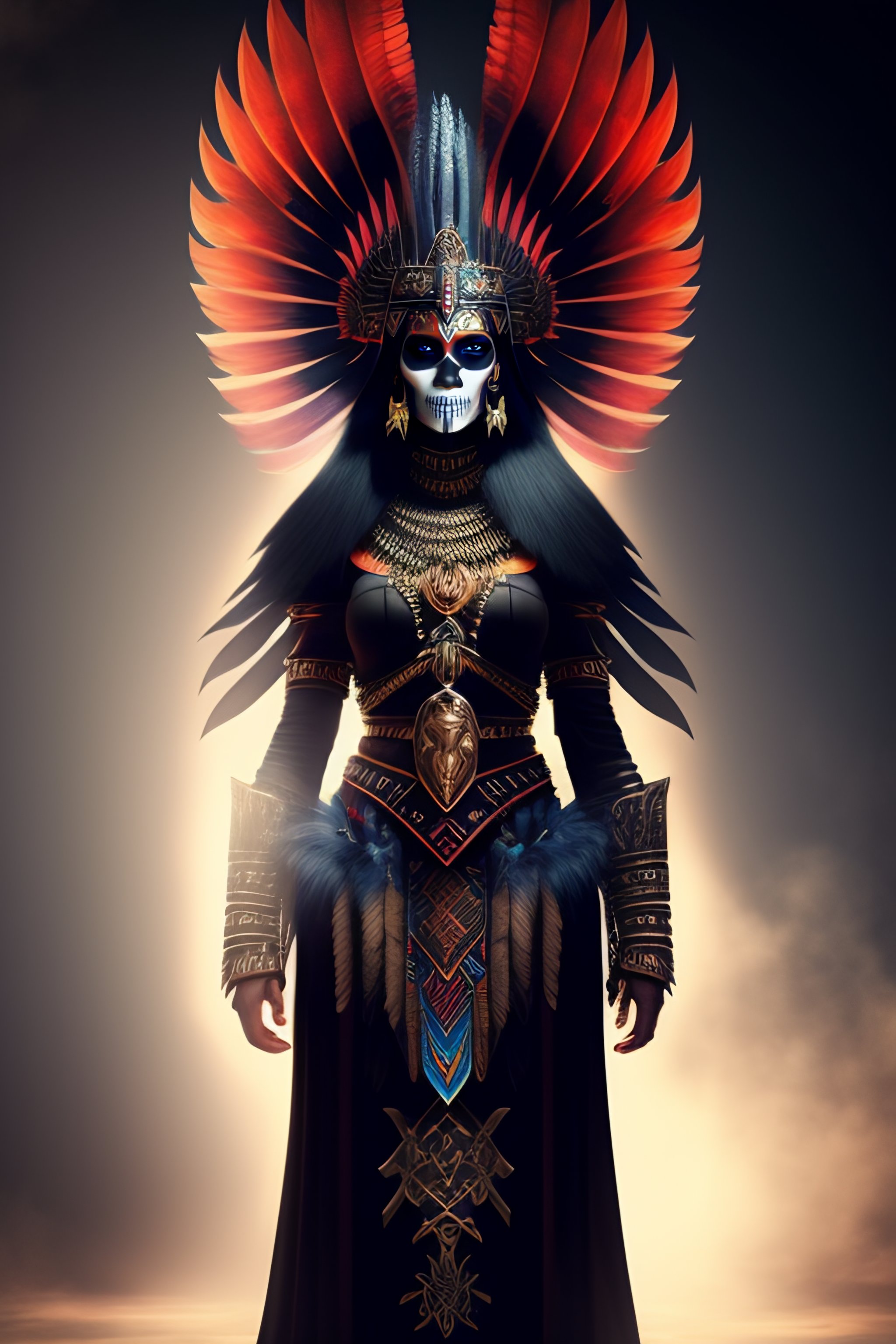 Lexica - Character design, aztec warrior goddess with beautiful skull ...
