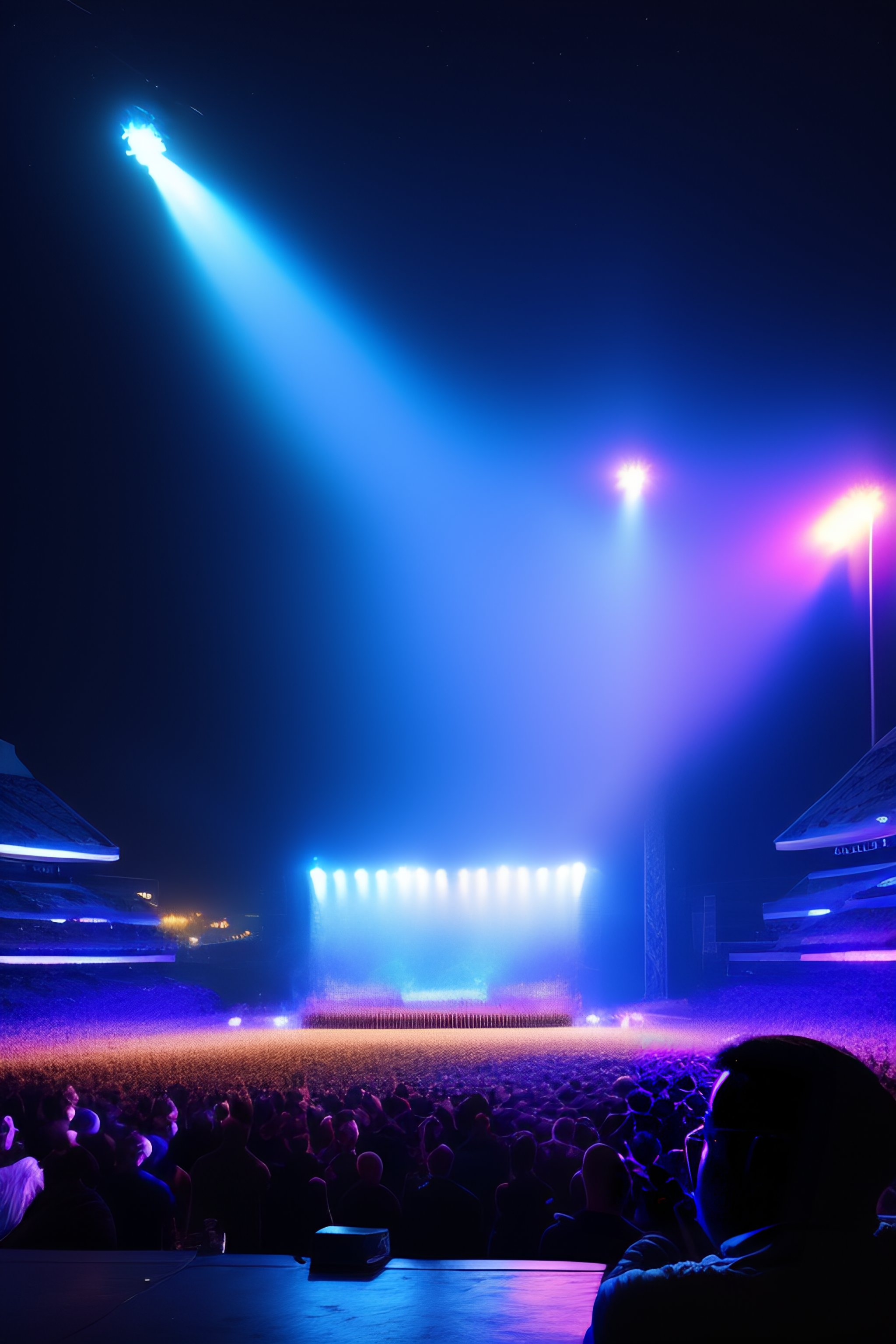 Lexica - A crowded concert at night blue palette and mobile lights