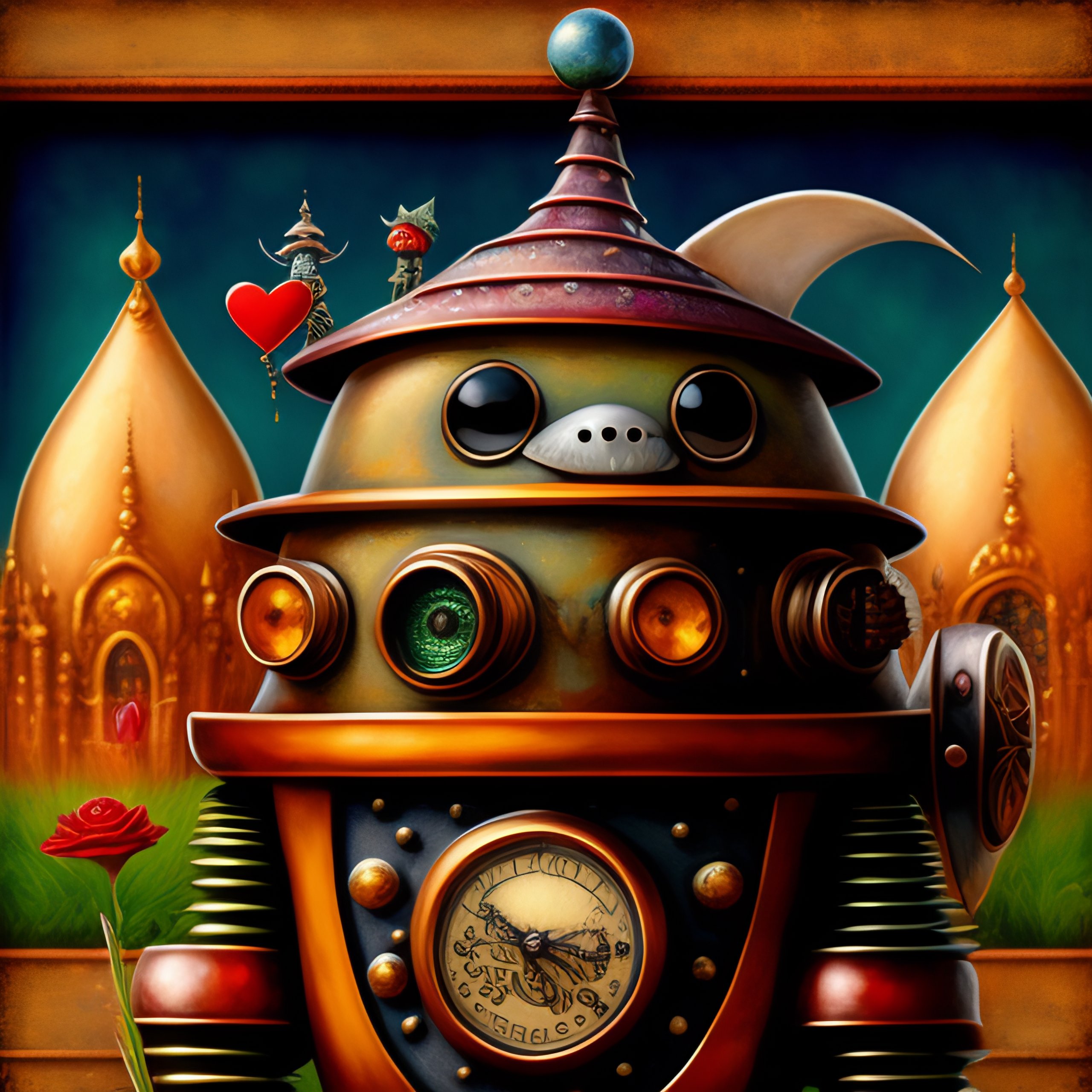 Lexica - Robot gnome monster antique valentines mixed media collage ...
