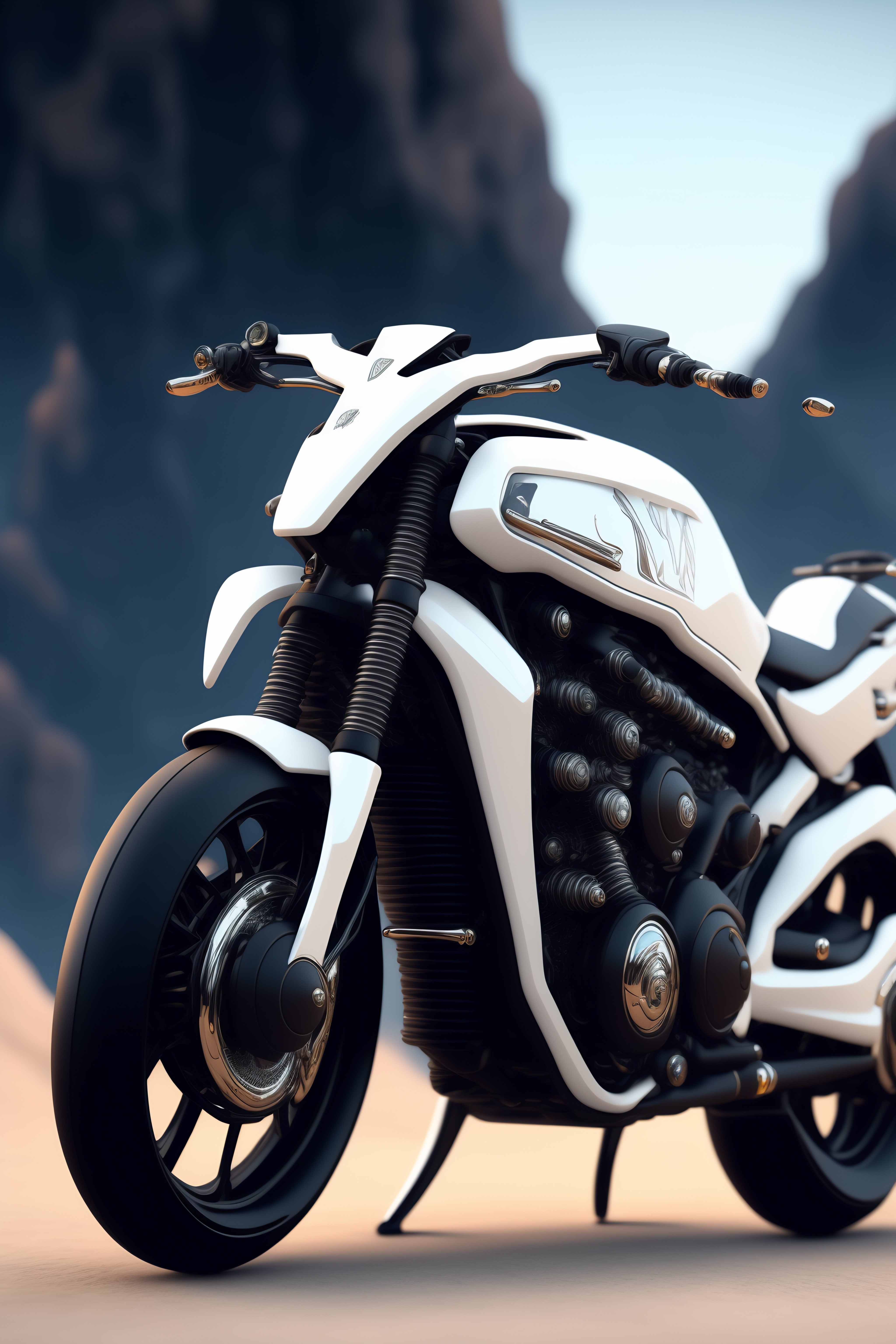 Lexica - White pearl and carbon fiber armoured motorbike in a style of ...