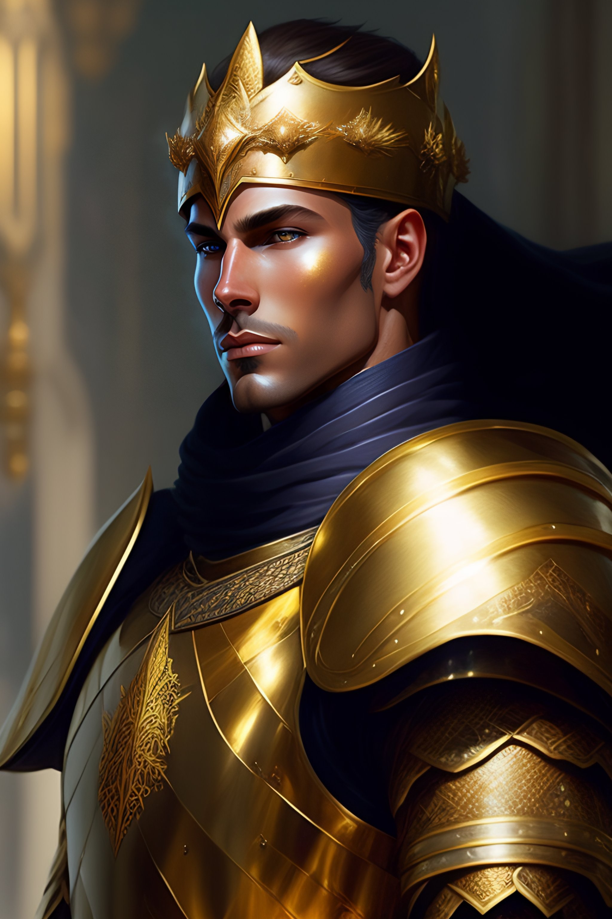 Lexica - Painted portrait of as a paladin, intricate armor, d&d, gold ...