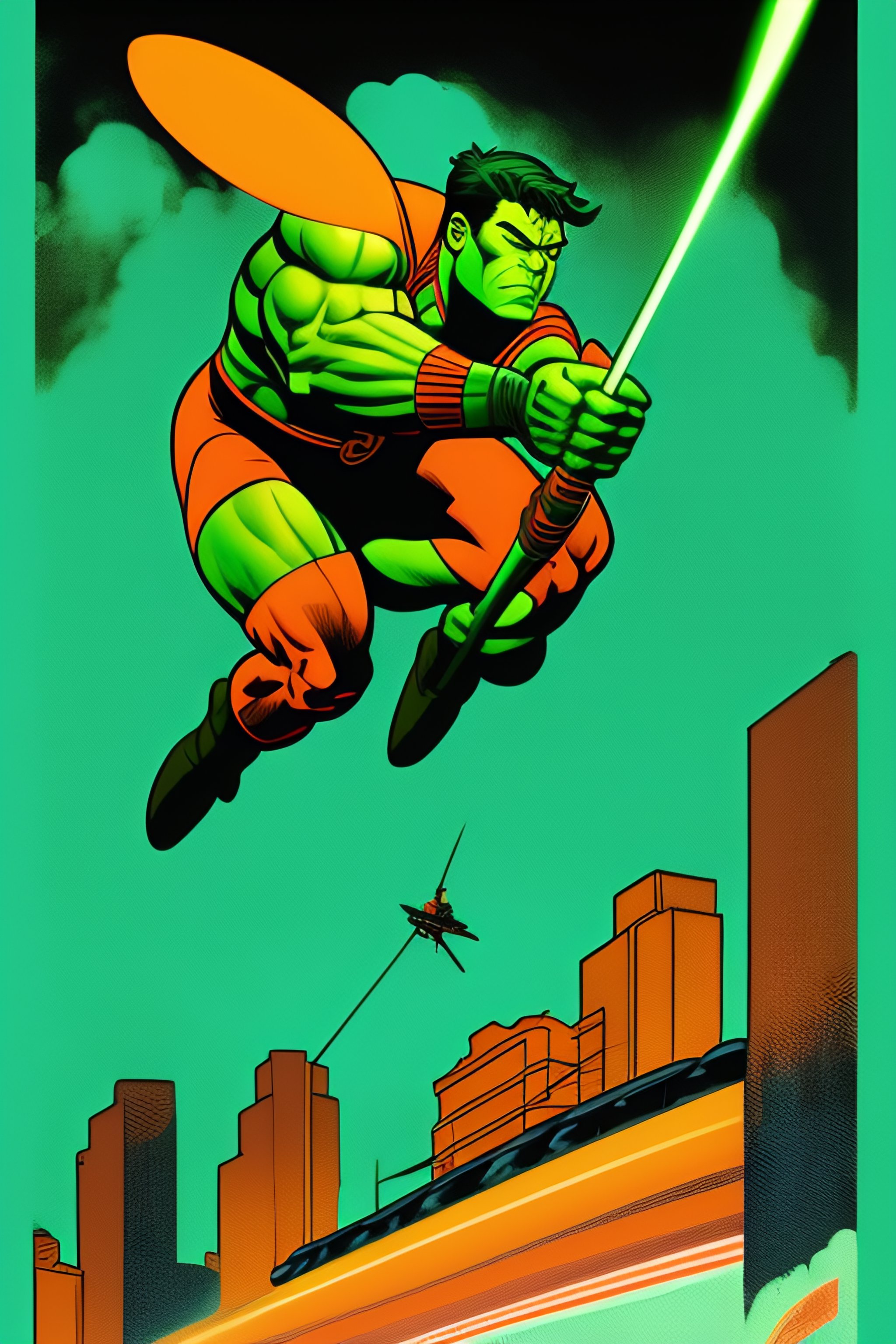 Lexica - Hulk shooting a helicopter down with bow and arrows in a ...