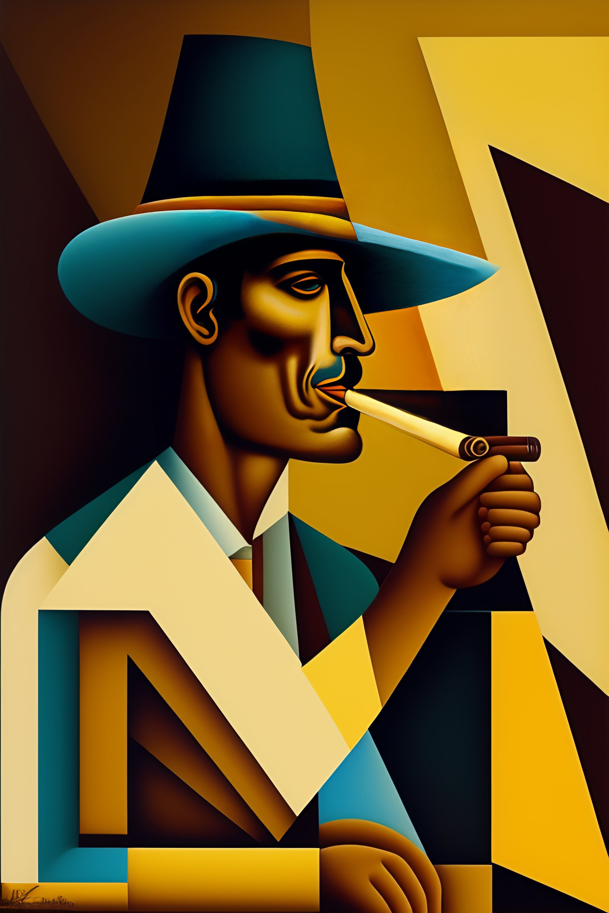 Lexica - A farmer with a brown hat smoking a cigar by pablo picasso ...