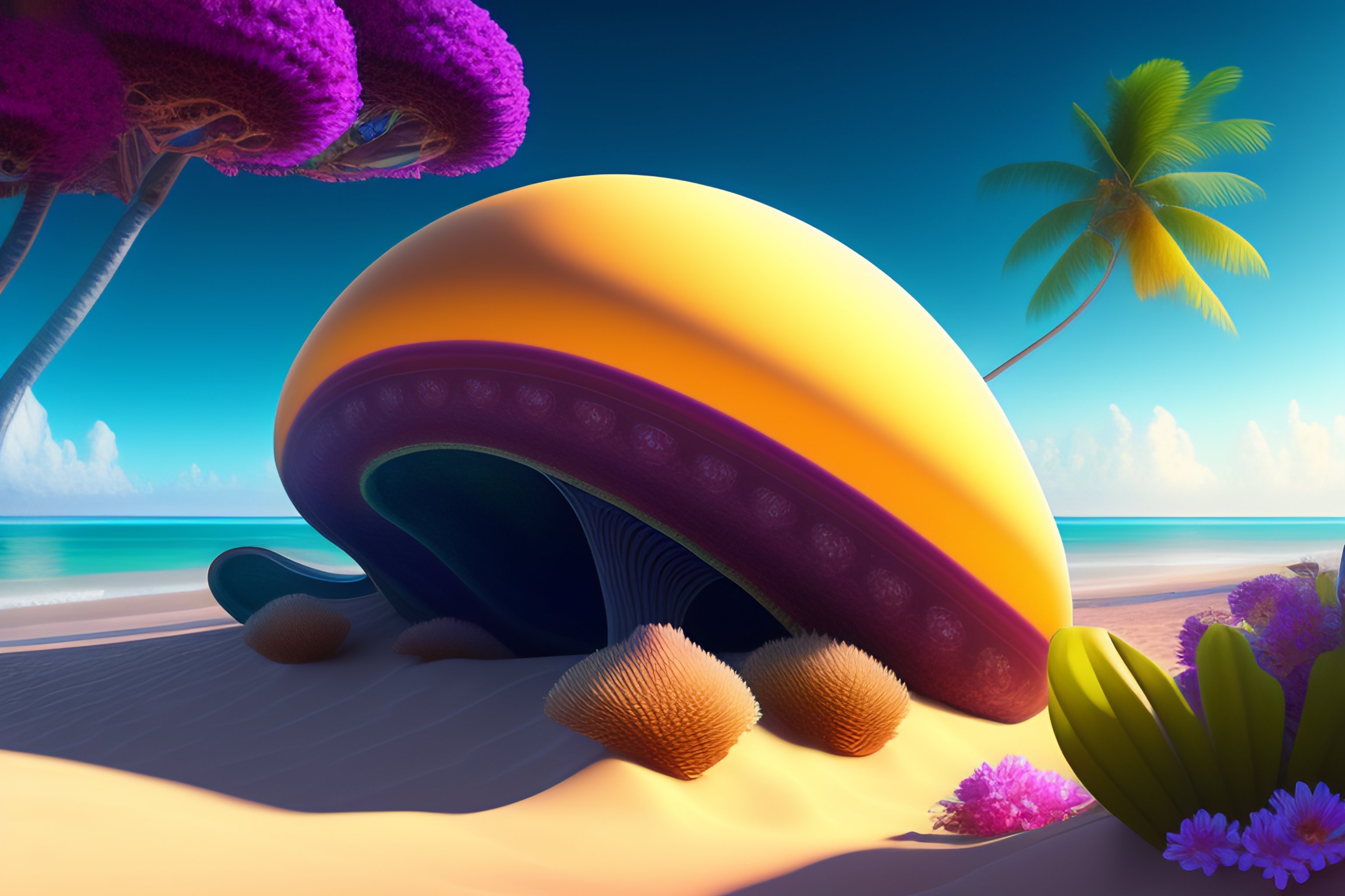 Lexica - Giant shells clams monsters on tropical beach sand with ...