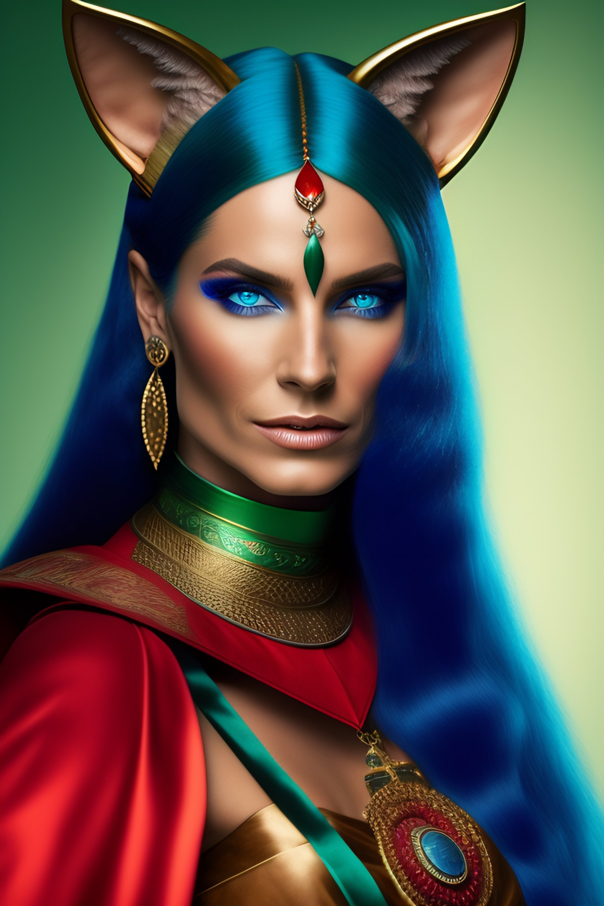 Lexica - A portrait photo of a red skin humanoïd, female, with cat ears ...