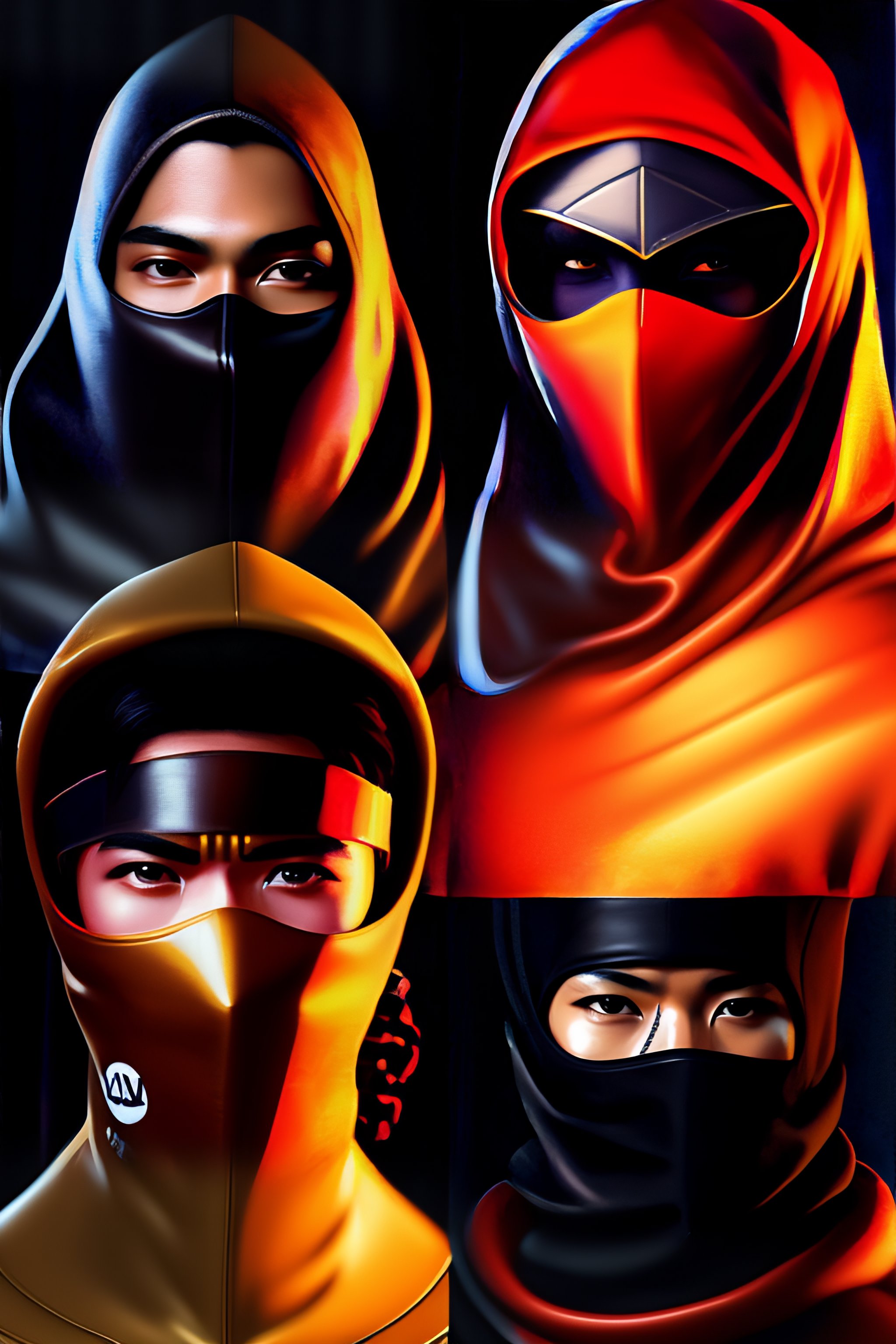 Lexica - An oil painting 4 masked men waering balaclavas, with hostages ...