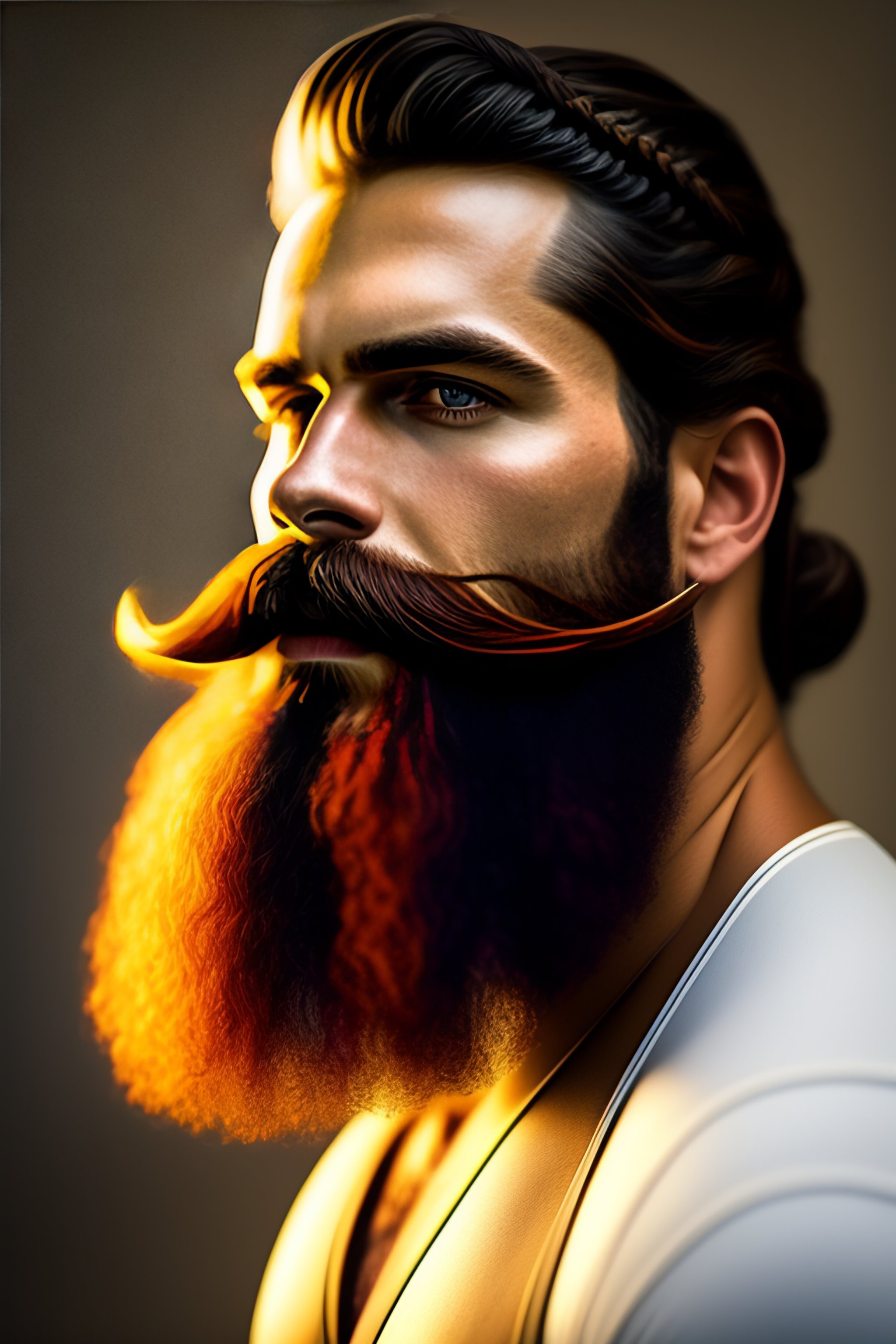 Lexica - Hairy handlebar mustache braided beard hunk